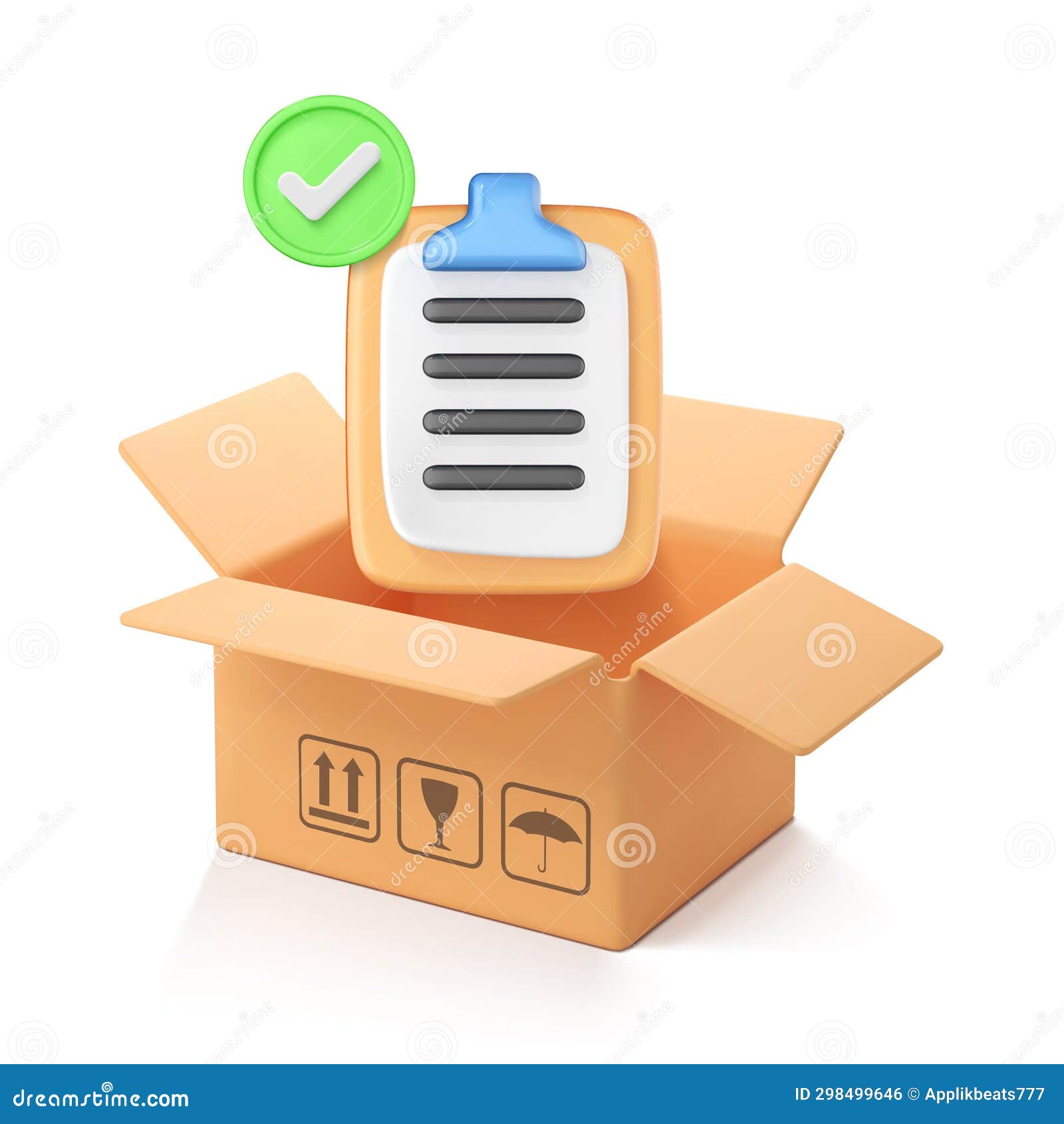Cardboard With Tick Mark Concept Icon Of Order Fulfillment, Package ...