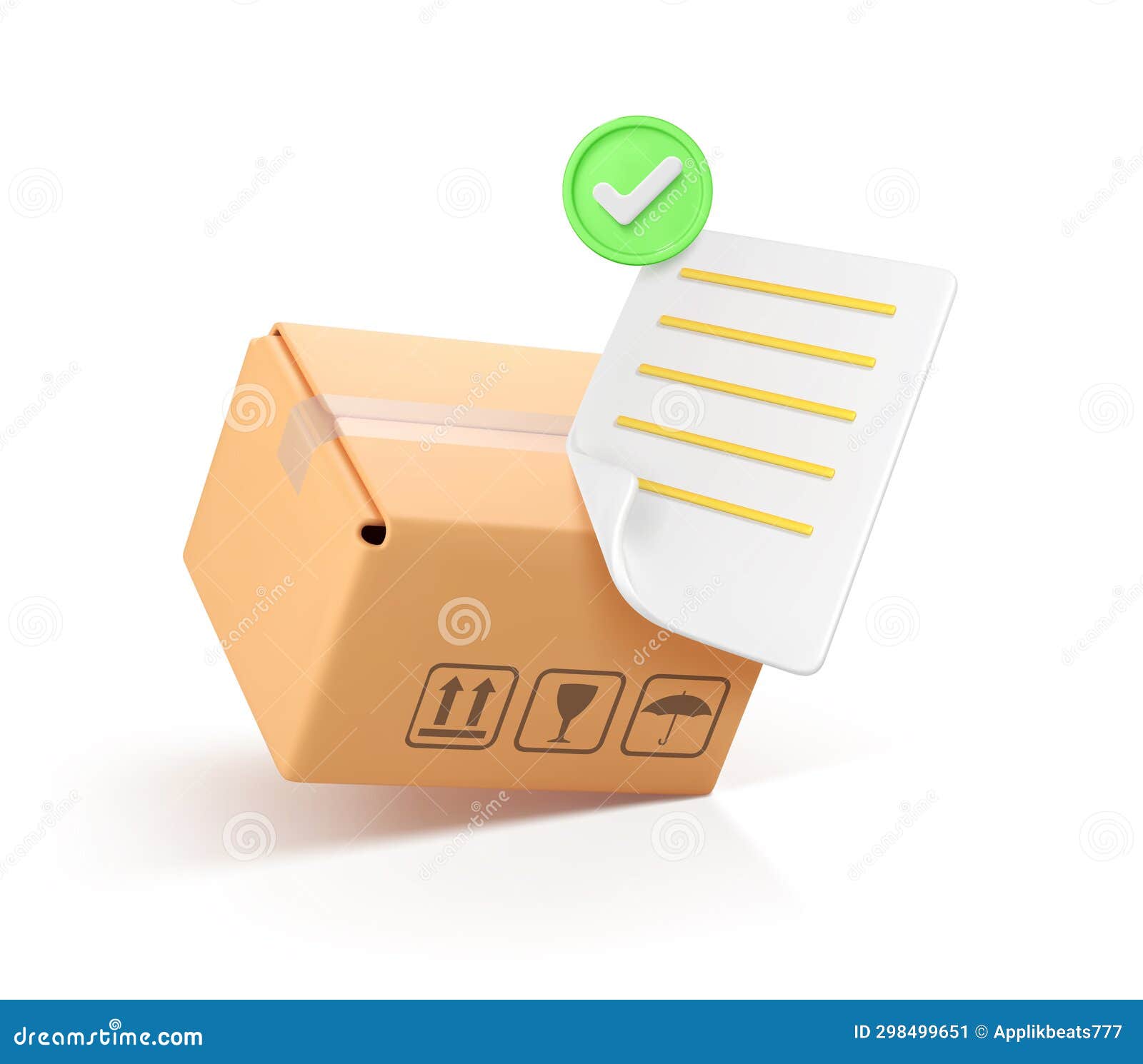 Cardboard With Tick Mark Concept Icon Of Order Fulfillment, Package ...