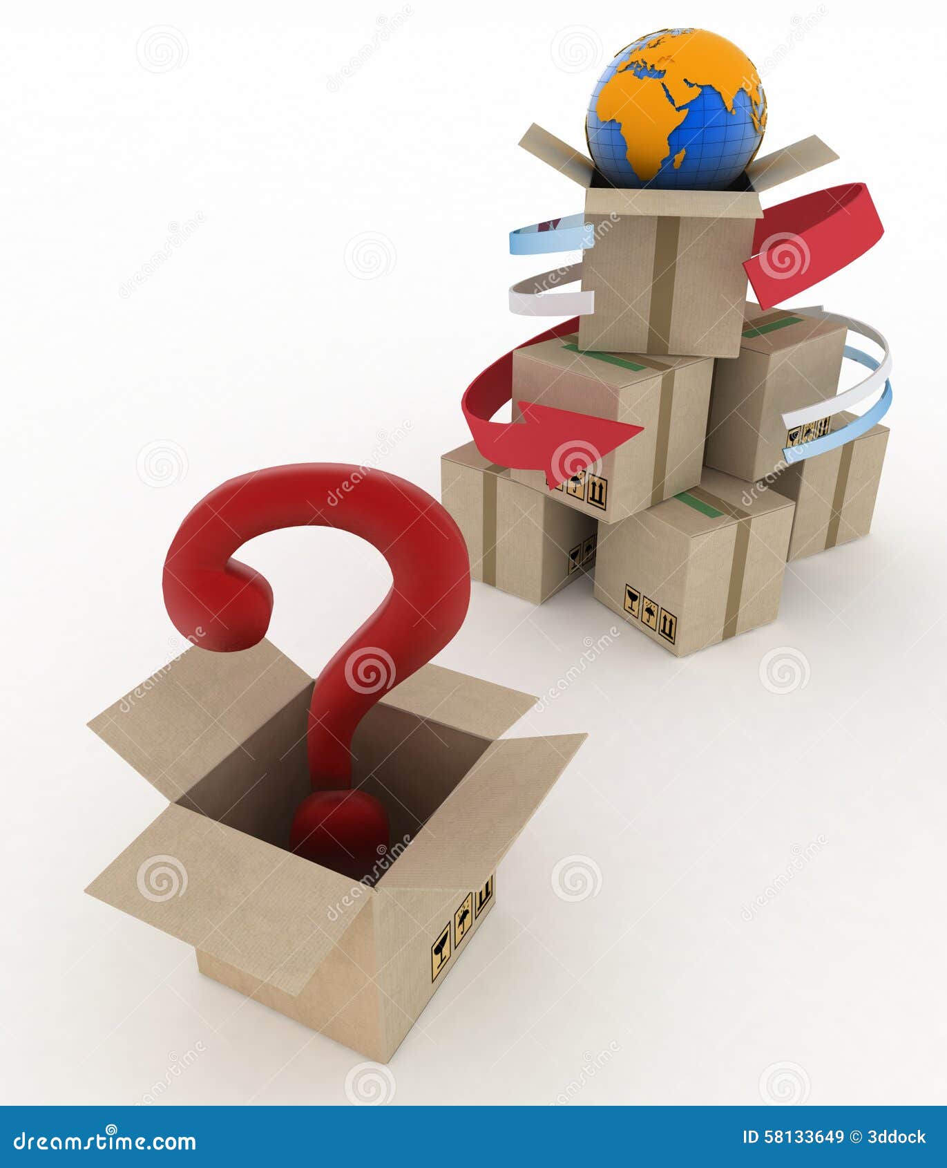 Cardboard Box With A Red Question Mark. Unpack An Unknown Parcel ...