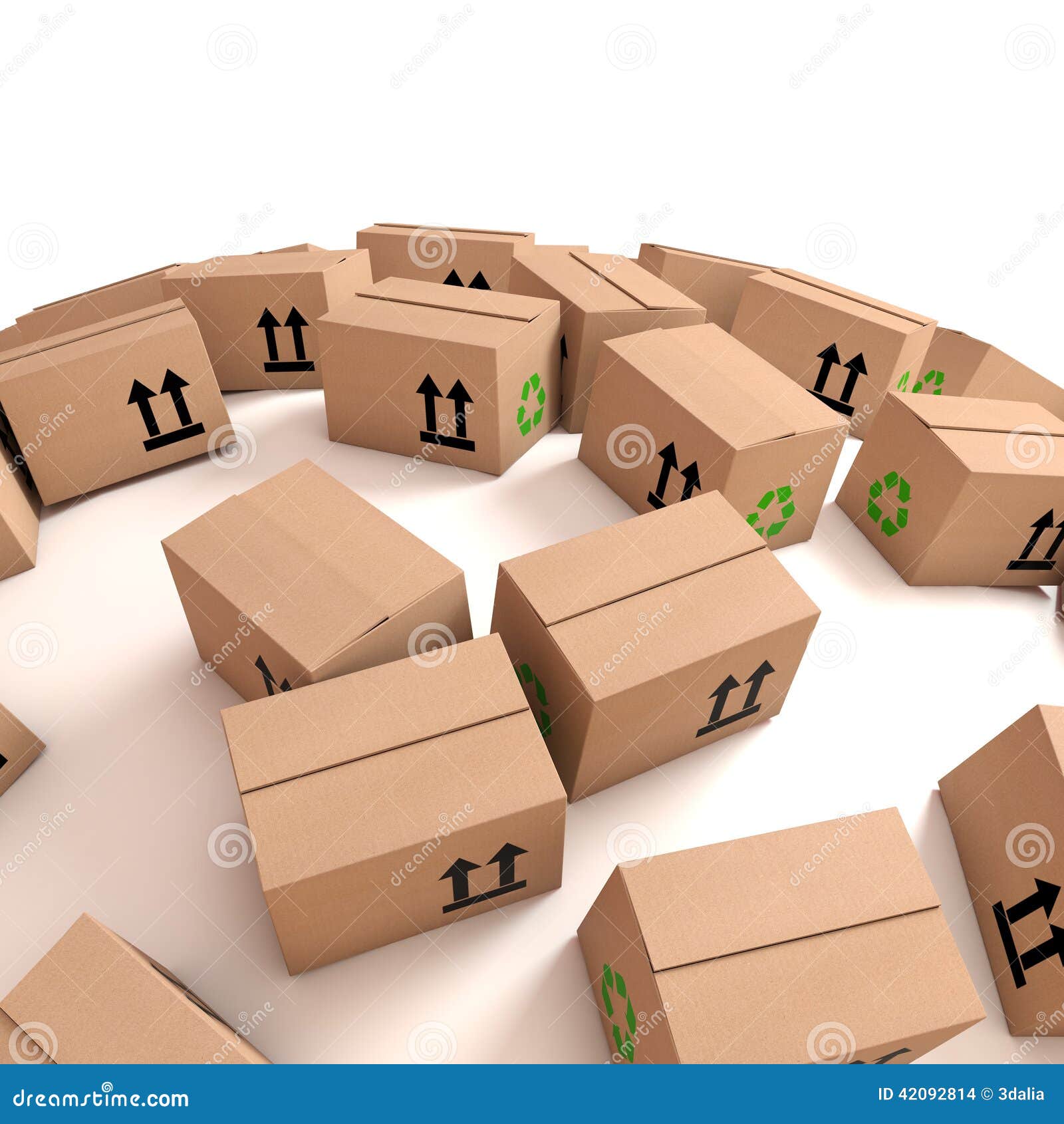3d Cardboard Boxes on Curved Surface Stock Illustration - Illustration ...