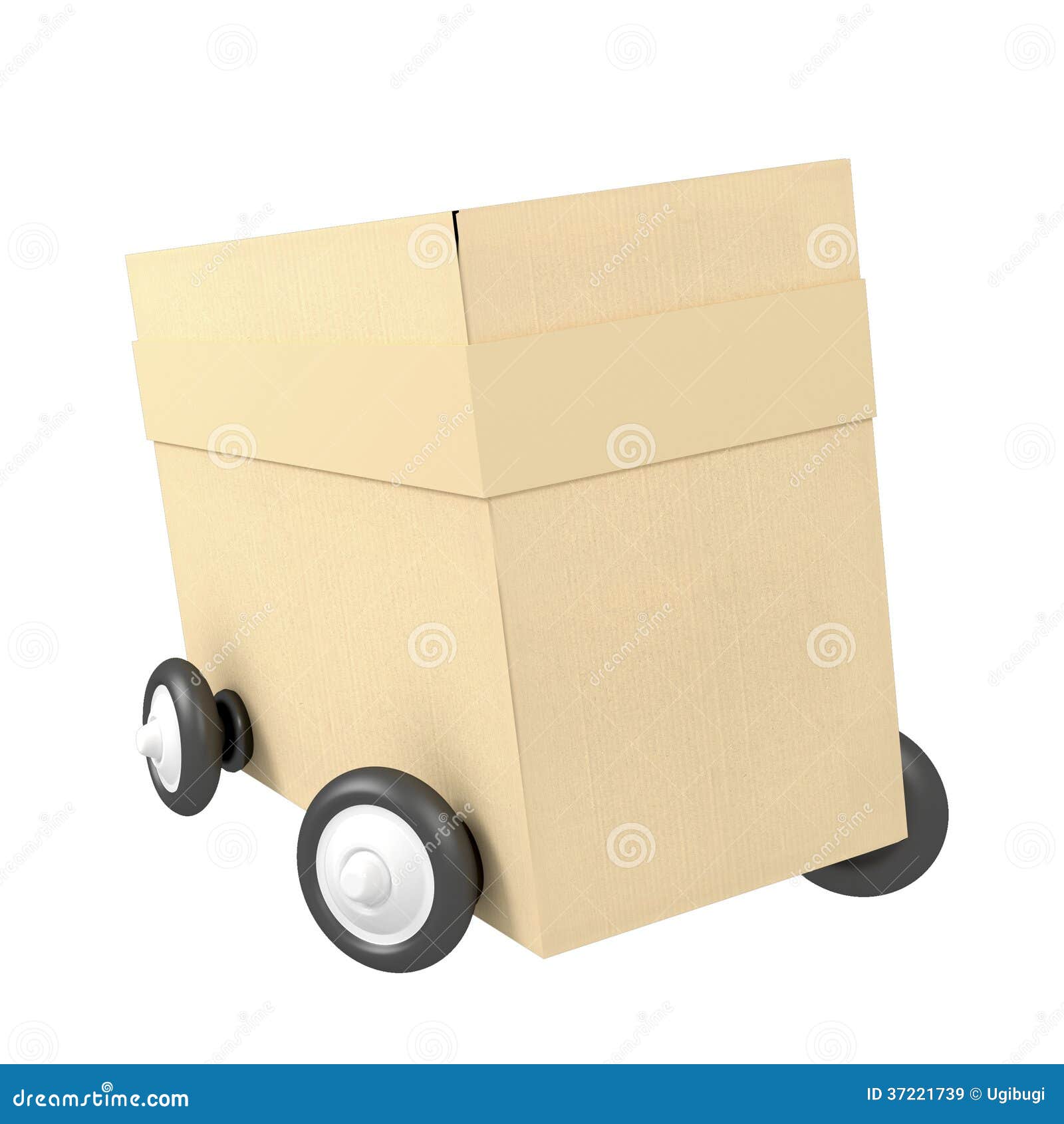 3d Cartboard Box with Wheels Stock Illustration - Illustration of ...