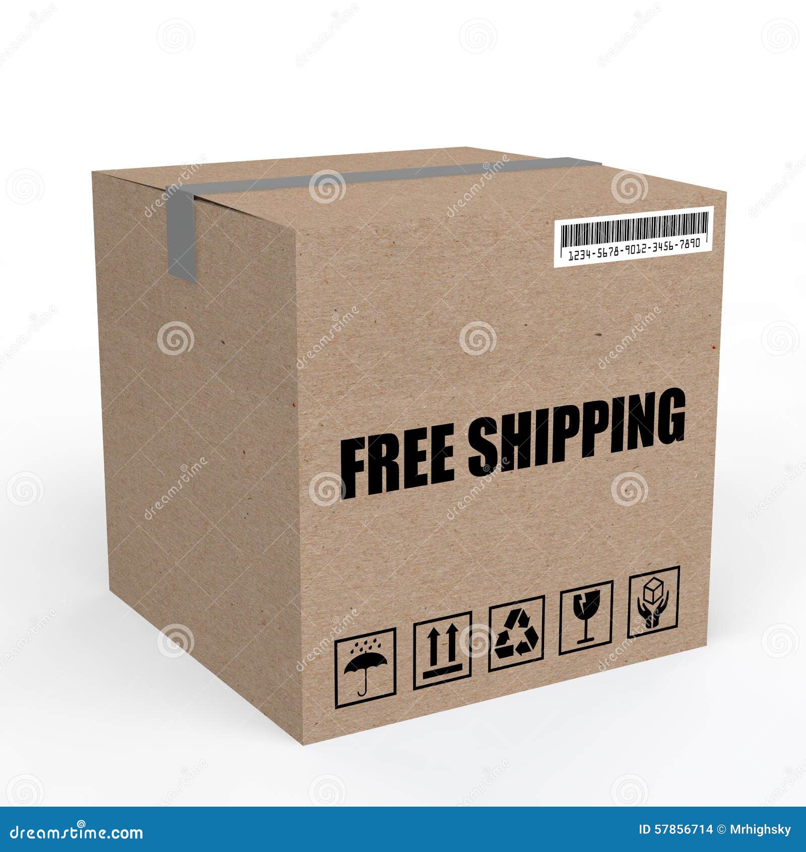 3d Carton Box with Free Shipping Text Stock Illustration - Illustration ...