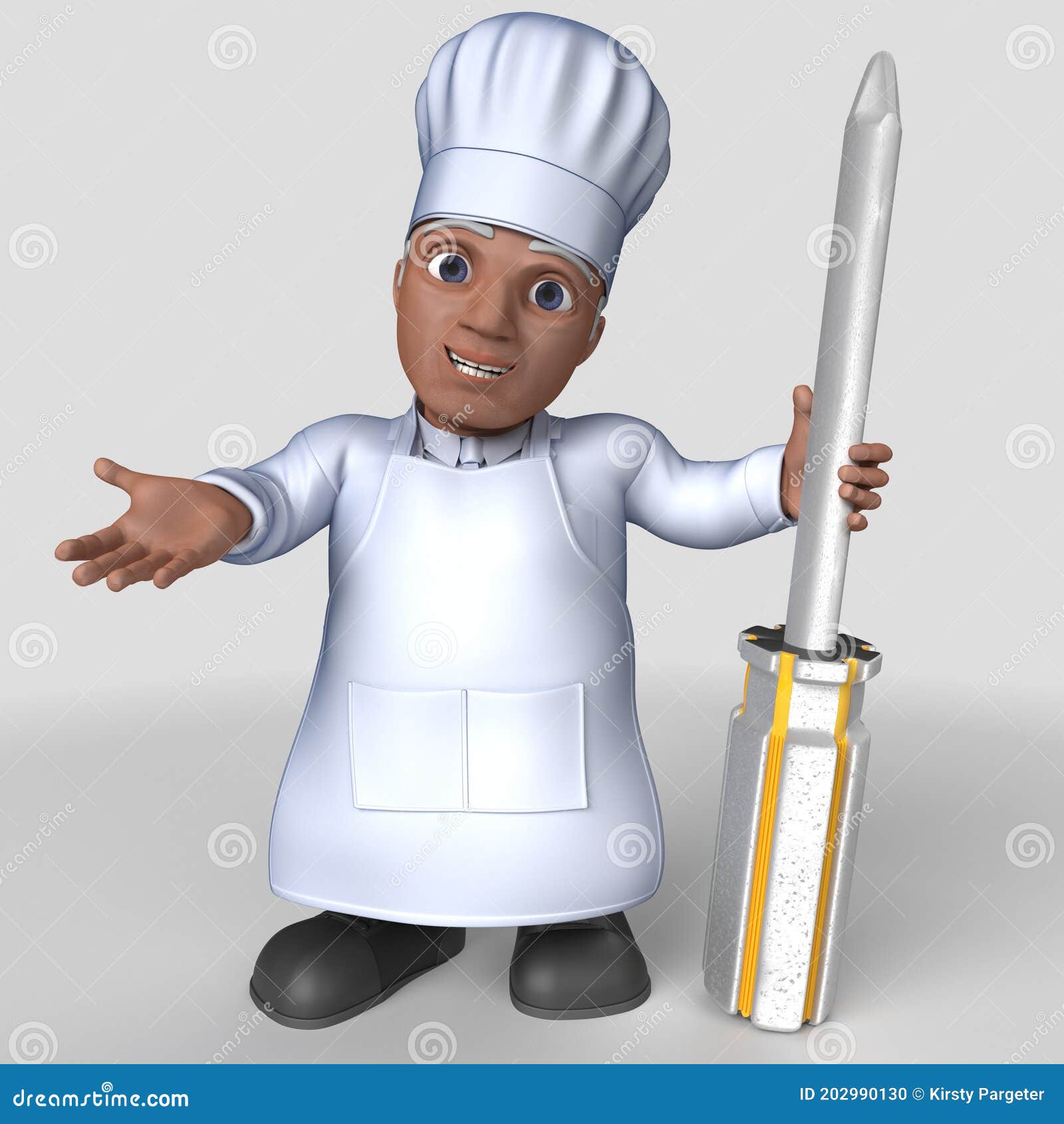 3D Cartoon Baker Character stock illustration. Illustration of wrench ...