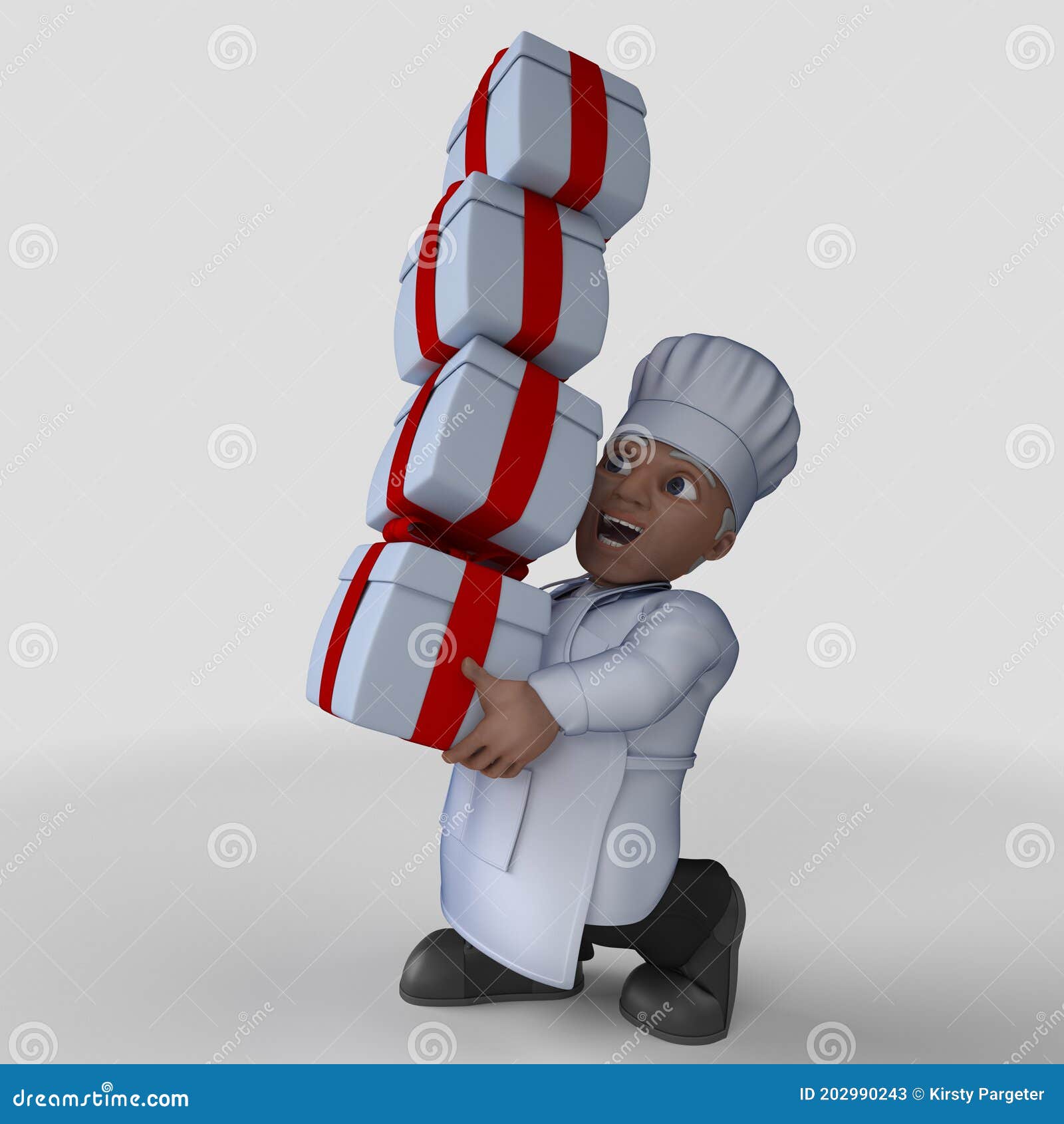 3D Cartoon Baker Character stock illustration. Illustration of gift ...