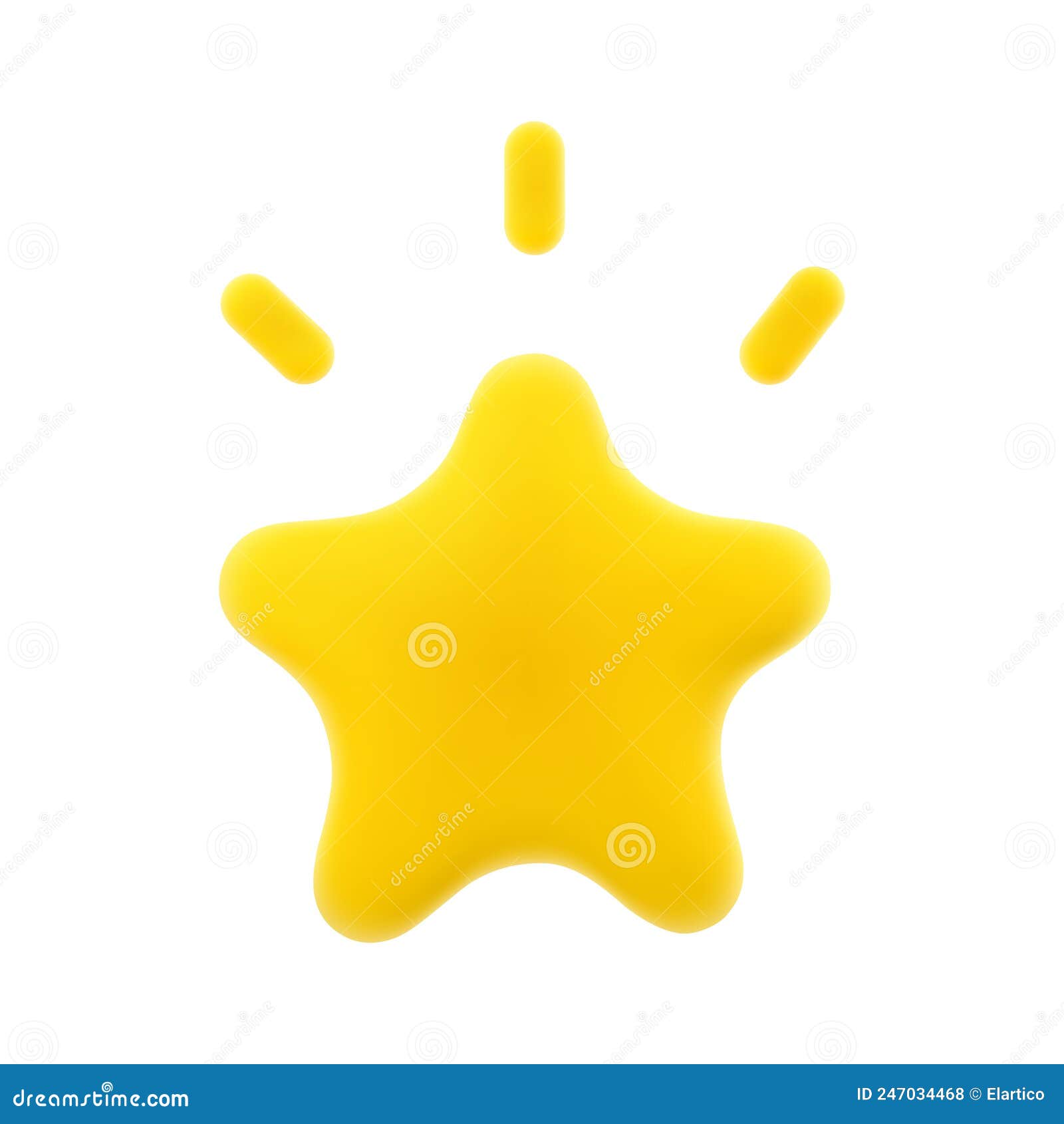 3d Cartoon Blinking Star with Rays Isolated on White Background. Vector ...