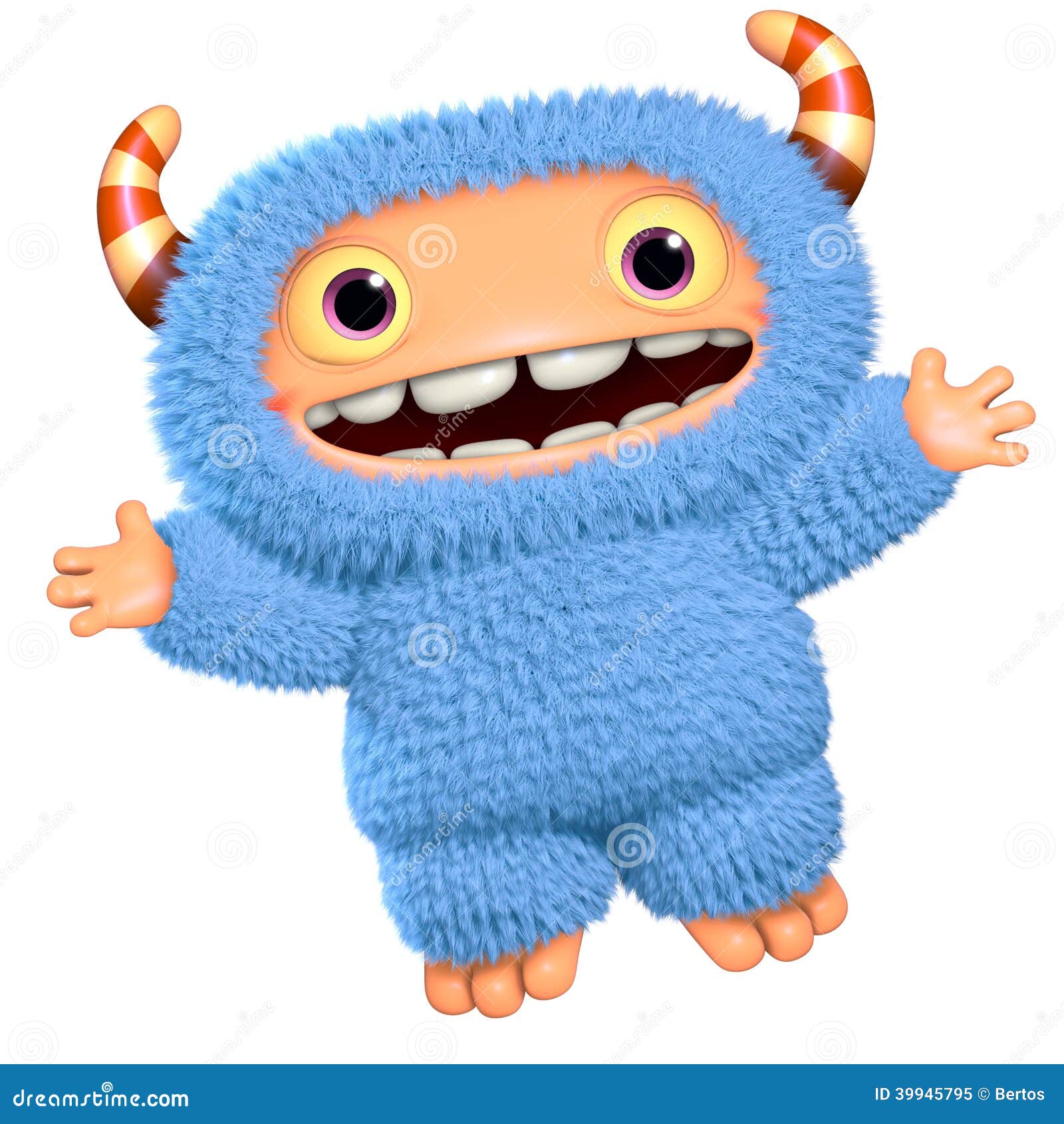 3d cartoon blue monster stock illustration. Illustration of horns ...