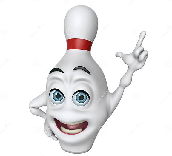 3d Cartoon Bowling Pin With An Idea Stock Illustration Illustration Of Pointing Finger 51419154
