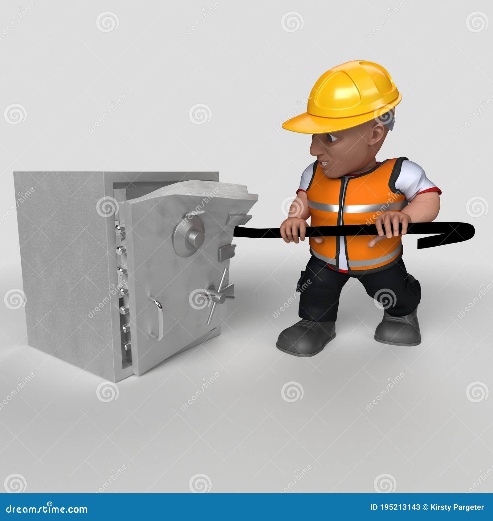 3D Cartoon Builder Character Stock Illustration - Illustration of ...