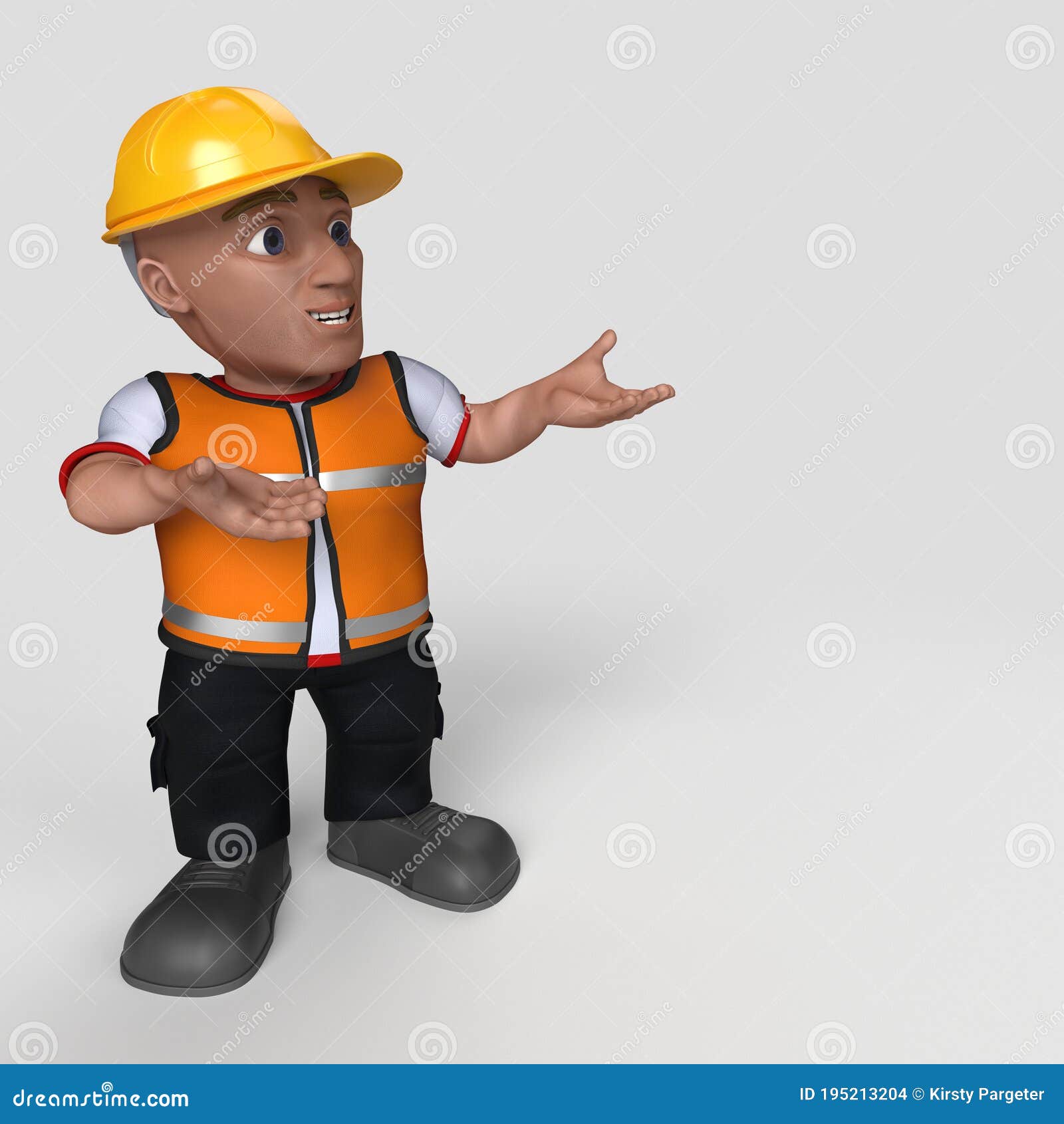 3D Cartoon Builder Character Stock Illustration - Illustration of ...
