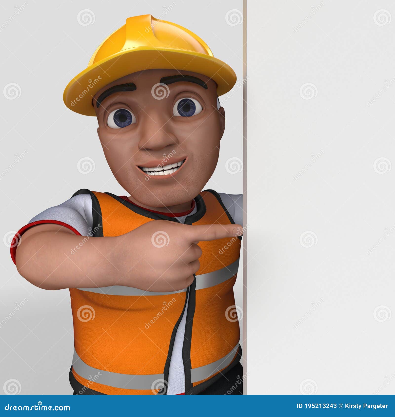 3D Cartoon Builder Character Stock Illustration - Illustration of ...