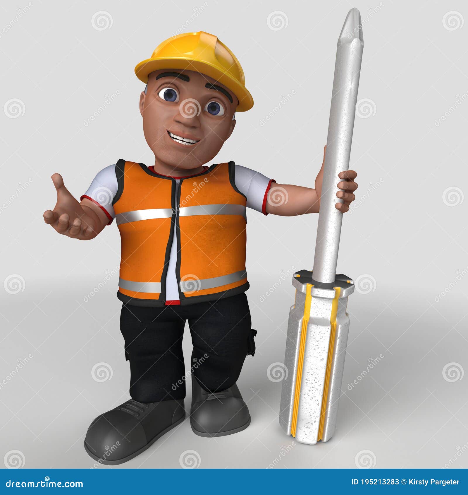 3D Cartoon Builder Character Stock Illustration - Illustration of ...