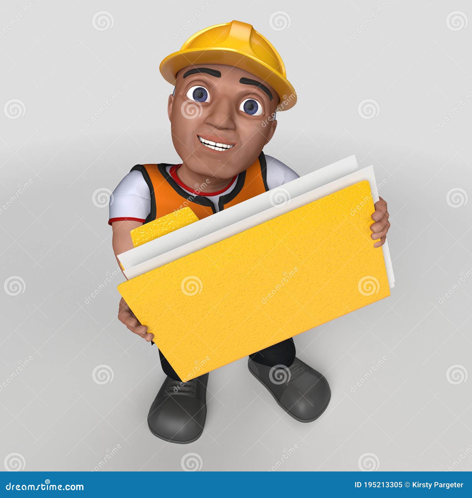 3D Cartoon Builder Character Stock Illustration - Illustration of build ...
