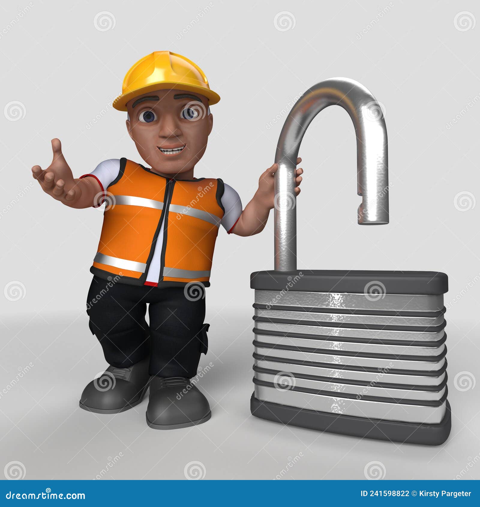 3D Cartoon Builder Character Stock Illustration - Illustration of ...
