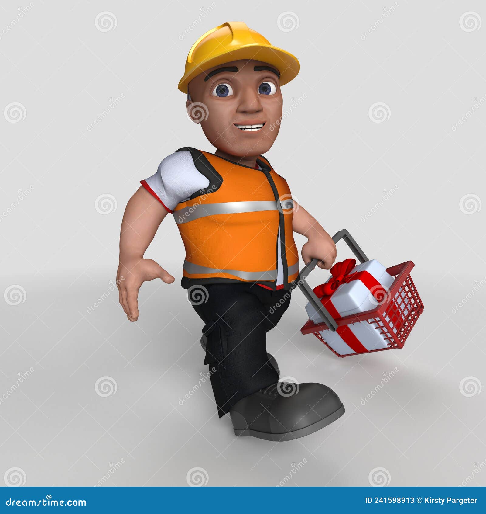 3D Cartoon Builder Character Stock Illustration - Illustration of ...