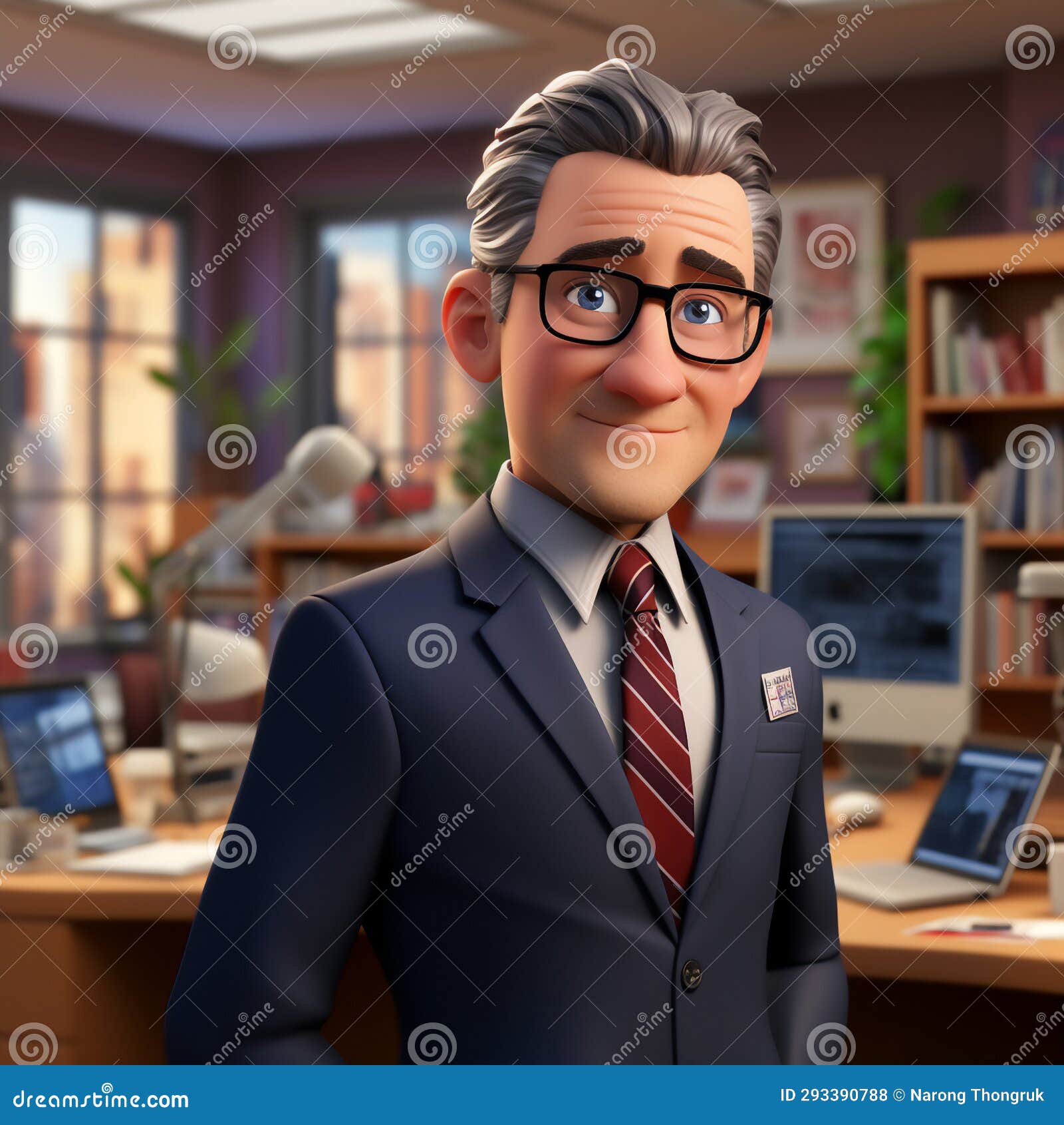 3D Cartoon of Business Leader in a Modern Office. Generative Ai Stock ...