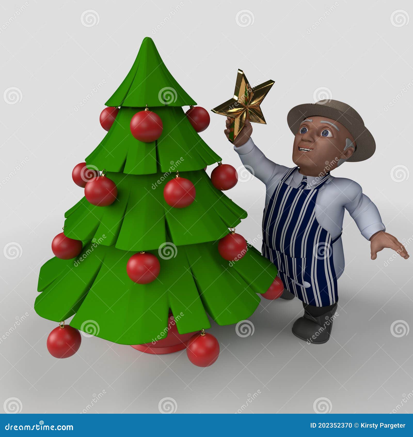 3D Cartoon Butcher Character Stock Illustration - Illustration of santa ...