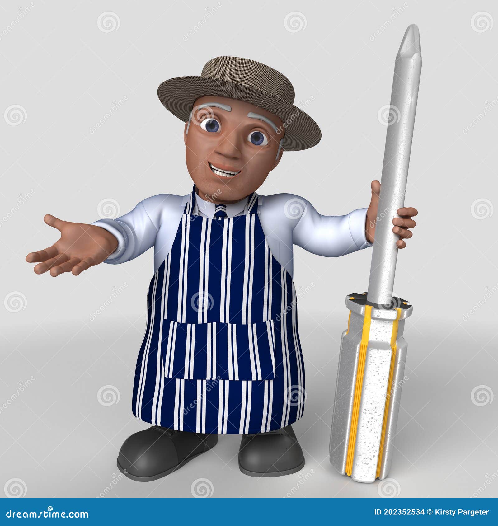 3D Cartoon Butcher Character Stock Illustration - Illustration of ...