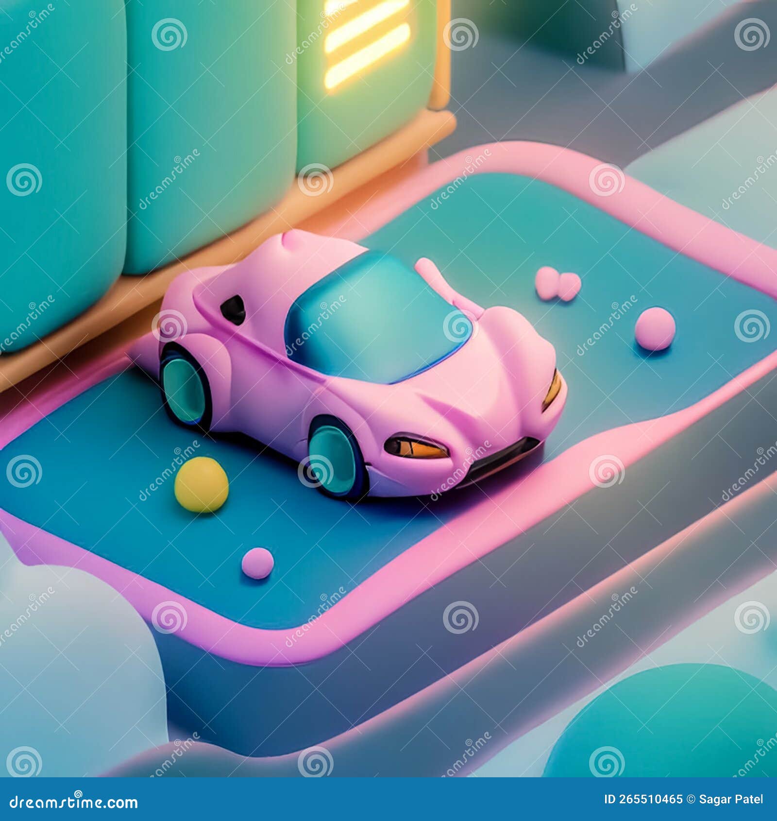 3d Cartoon Car.3d Render Illustration. Stock Vector - Illustration of ...