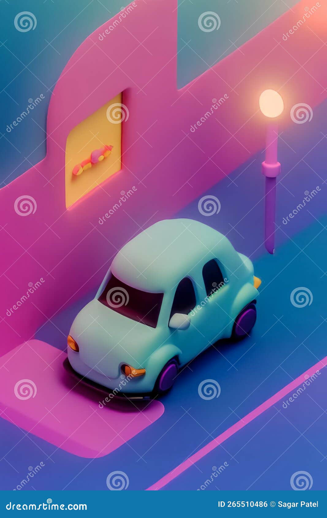3d Cartoon Car.3d Render Illustration. Stock Vector - Illustration of ...