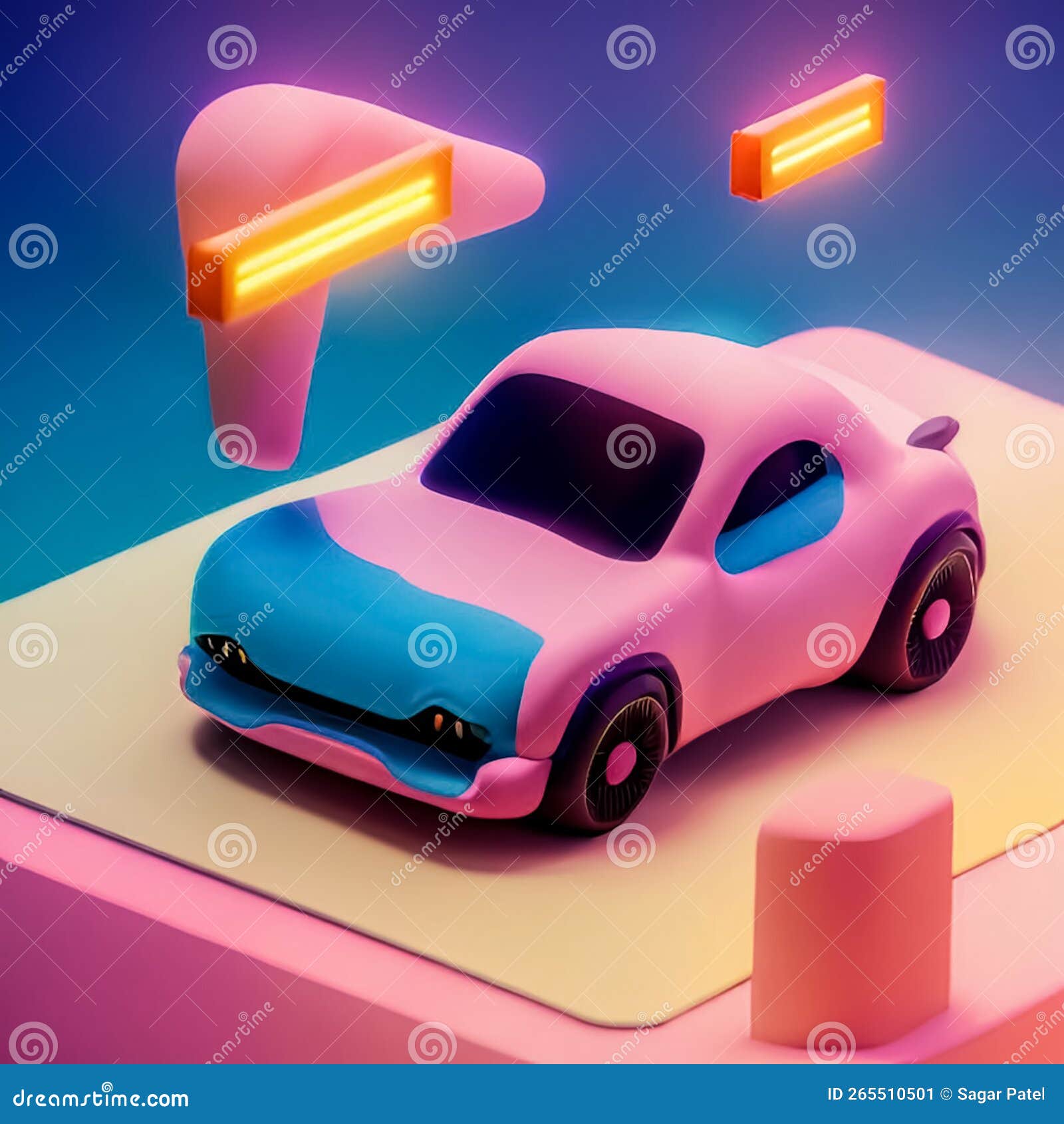 3d Cartoon Car.3d Render Illustration. Stock Vector - Illustration of ...