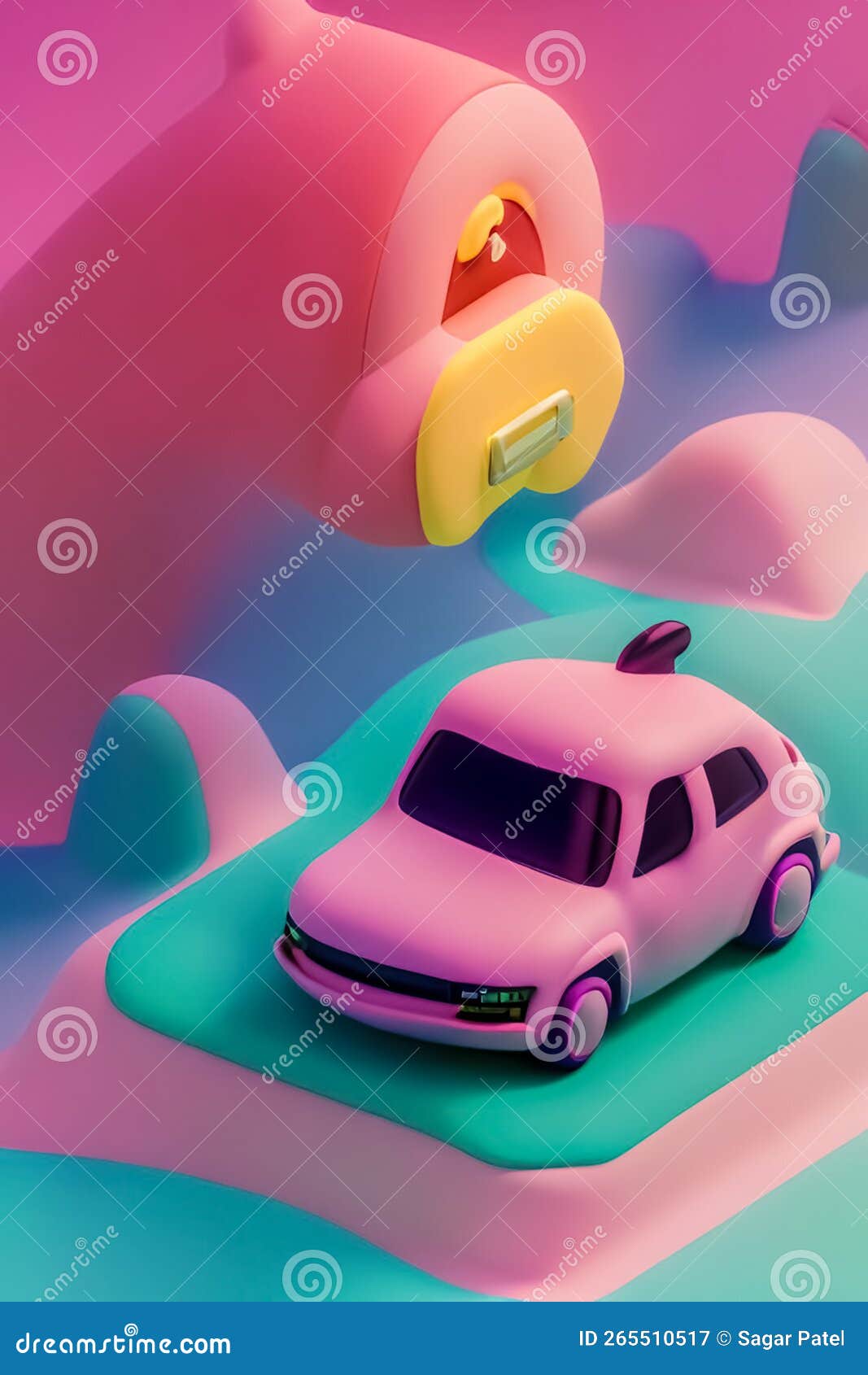 3d Cartoon Car.3d Render Illustration. Stock Vector - Illustration of ...