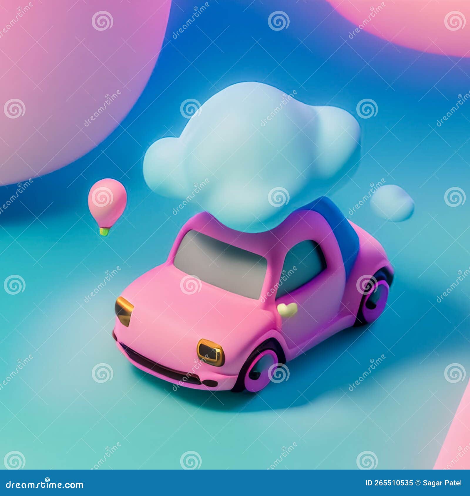 3d Cartoon Car.3d Render Illustration. Stock Vector - Illustration of ...