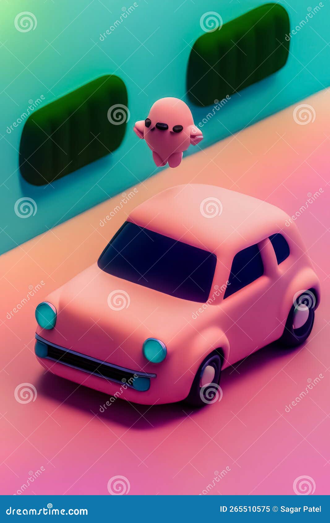 3d Cartoon Car.3d Render Illustration. Stock Vector - Illustration of ...