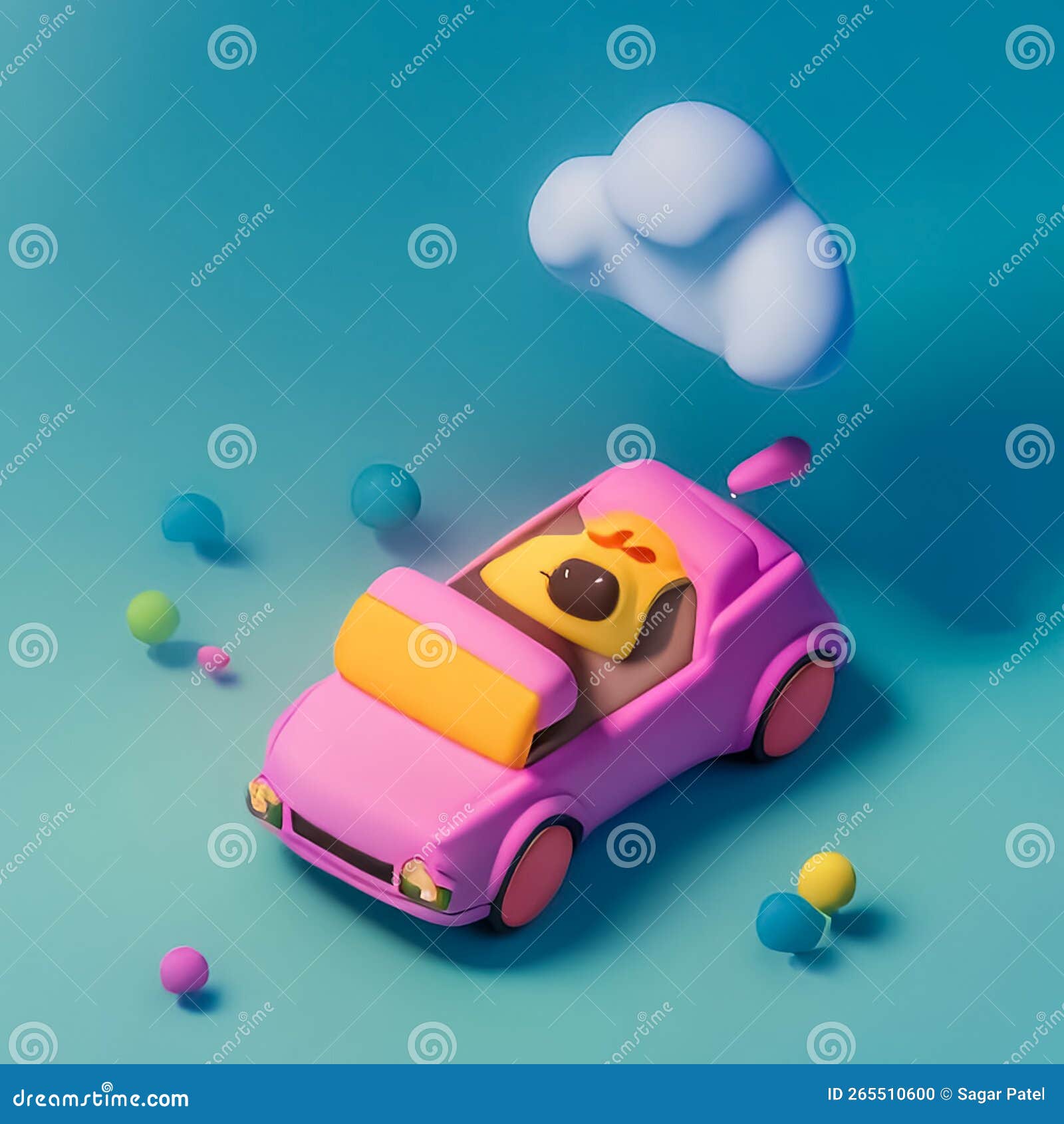 3d Cartoon Car.3d Render Illustration. Stock Vector - Illustration of ...