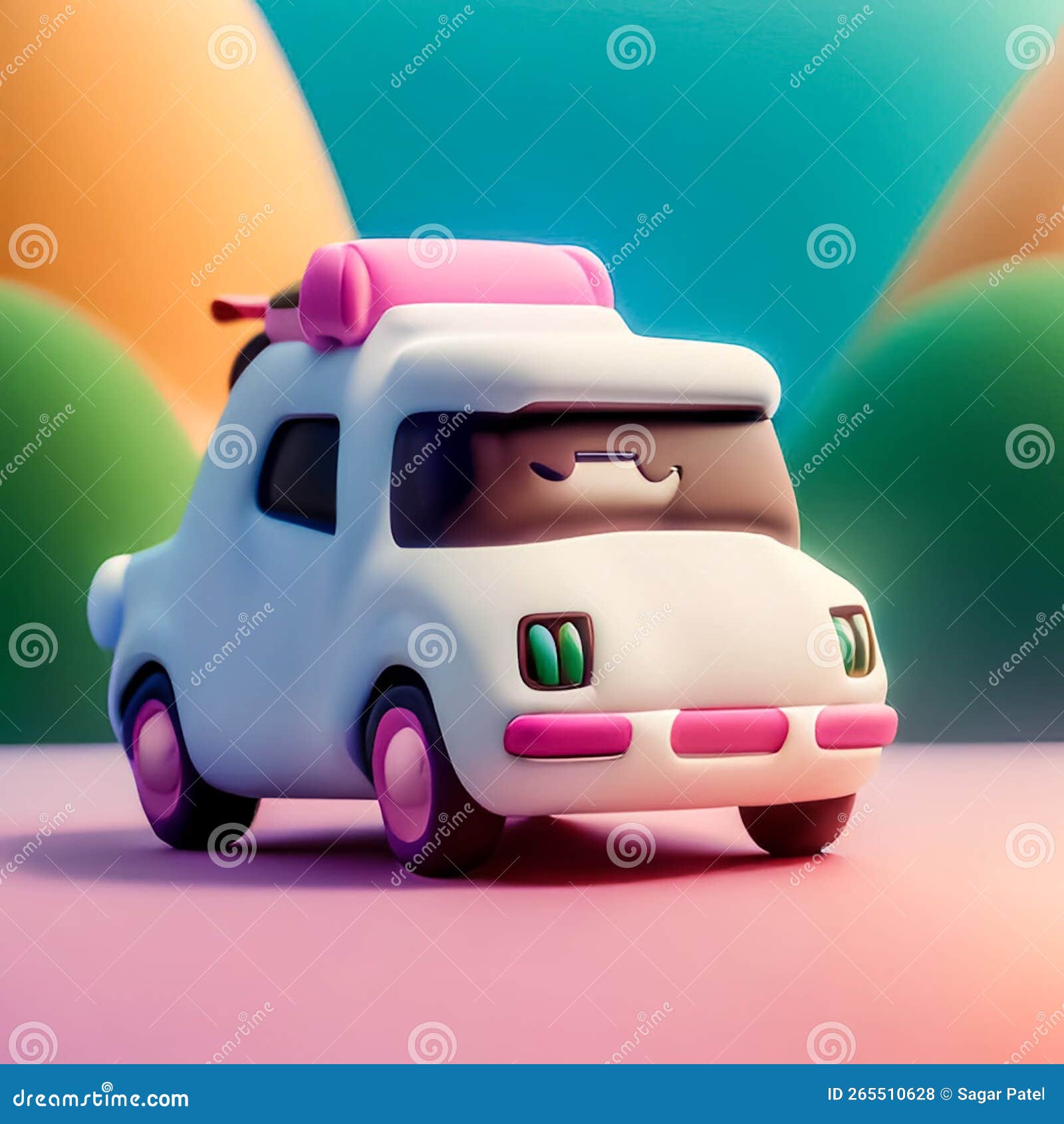 3d Cartoon Car.3d Render Illustration. Stock Vector - Illustration of ...