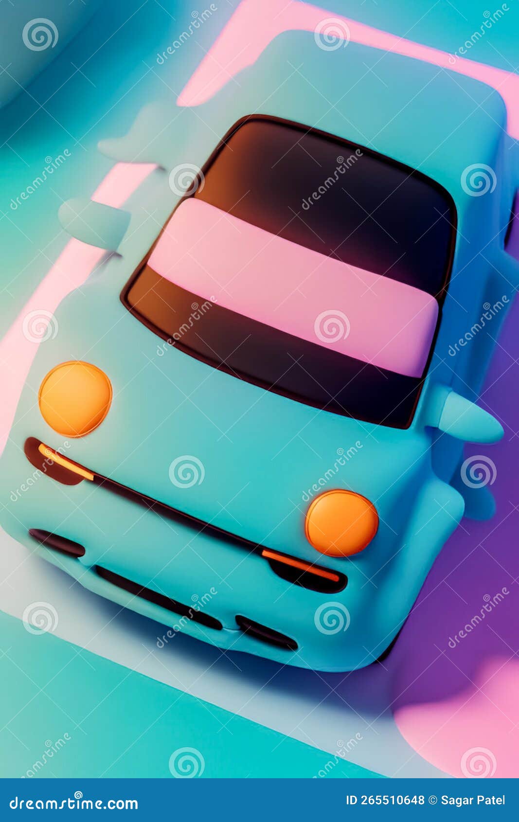 3d Cartoon Car.3d Render Illustration. Stock Vector - Illustration of ...