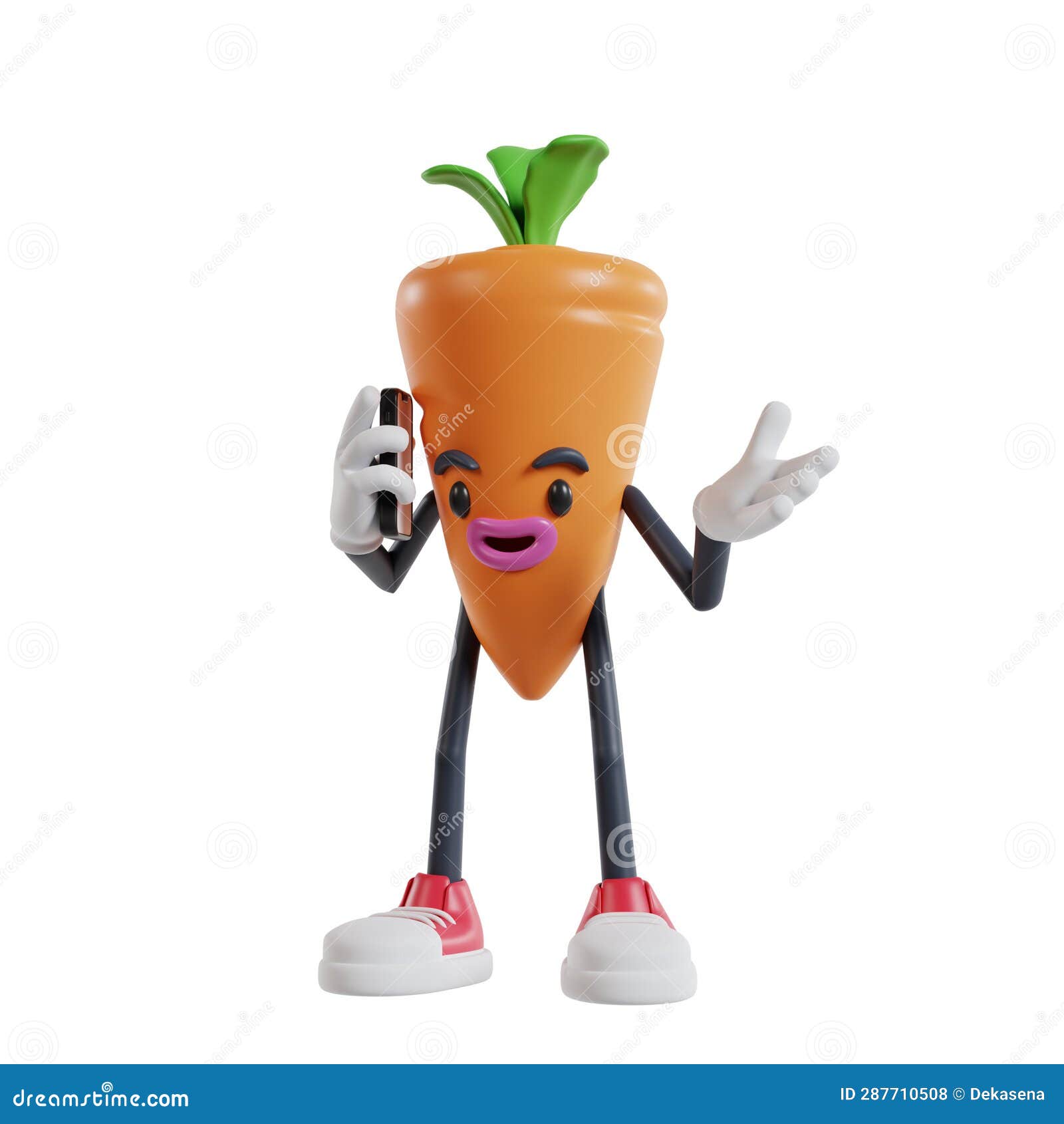 3d Cartoon Carrot Character Talking on Smarthphone Stock Photo ...