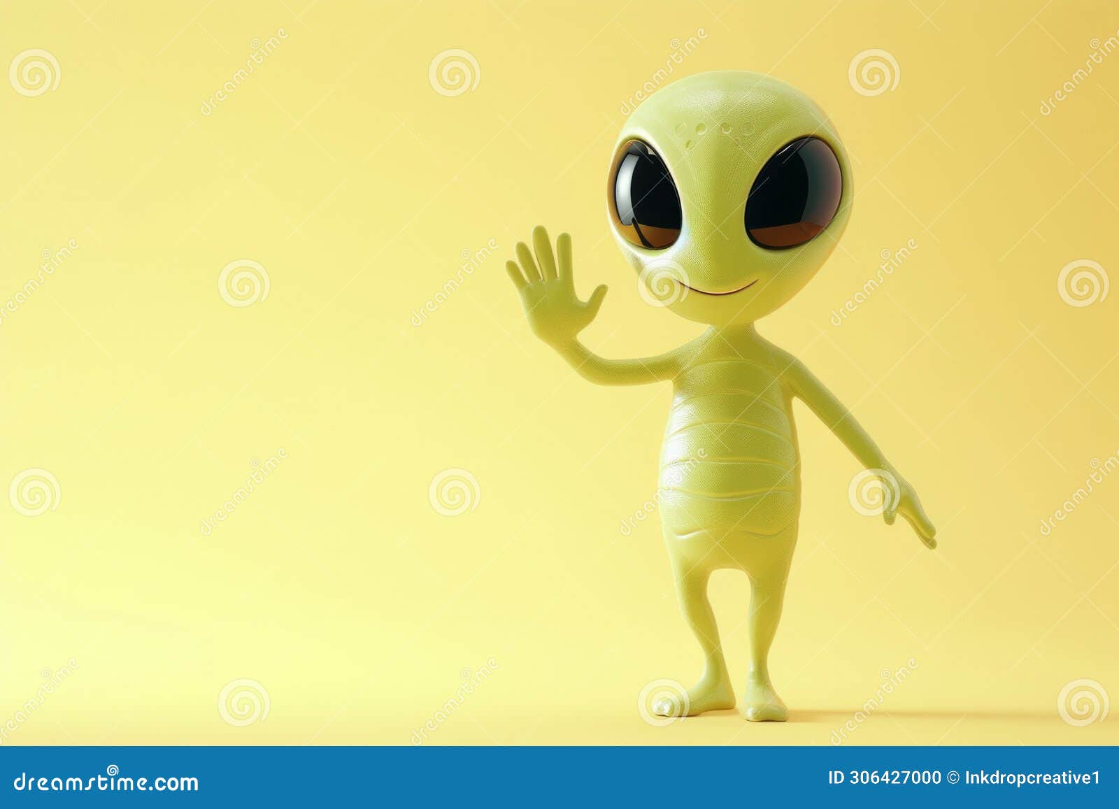 A 3d Cartoon Character of a Friendly Alien Waving To the Camera. 3D ...