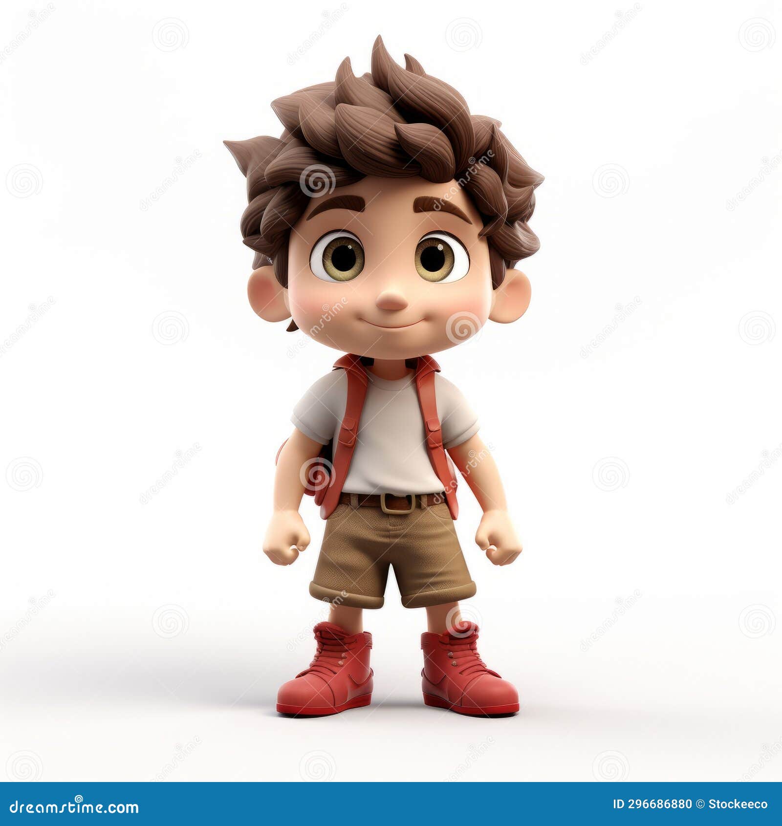 3d Cartoon Character Model of a Little Kid with Backpack Stock ...