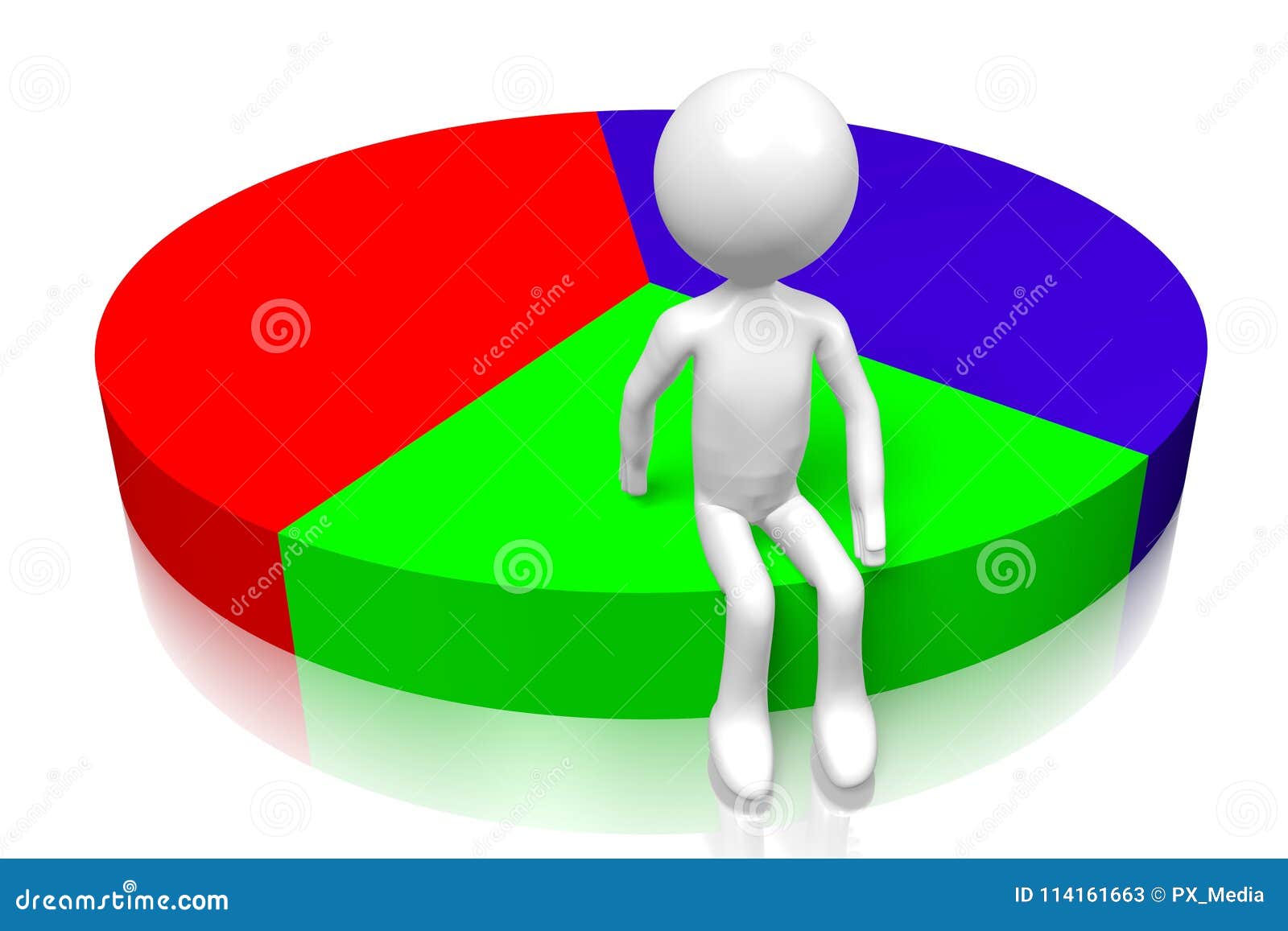 3D Cartoon Character, Pie Chart Stock Illustration - Illustration of ...
