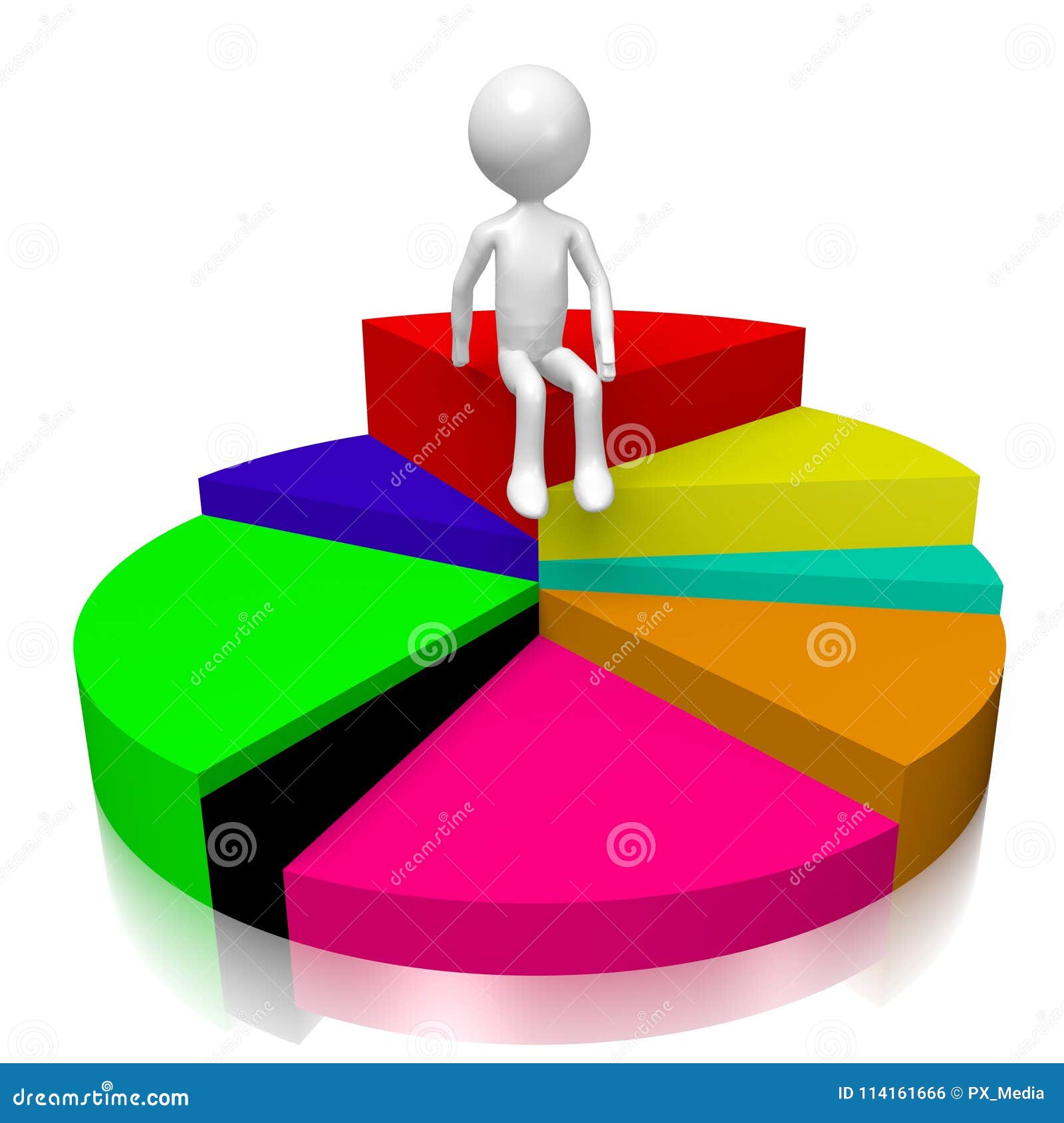 3D Cartoon Character, Pie Chart Stock Illustration - Illustration of ...
