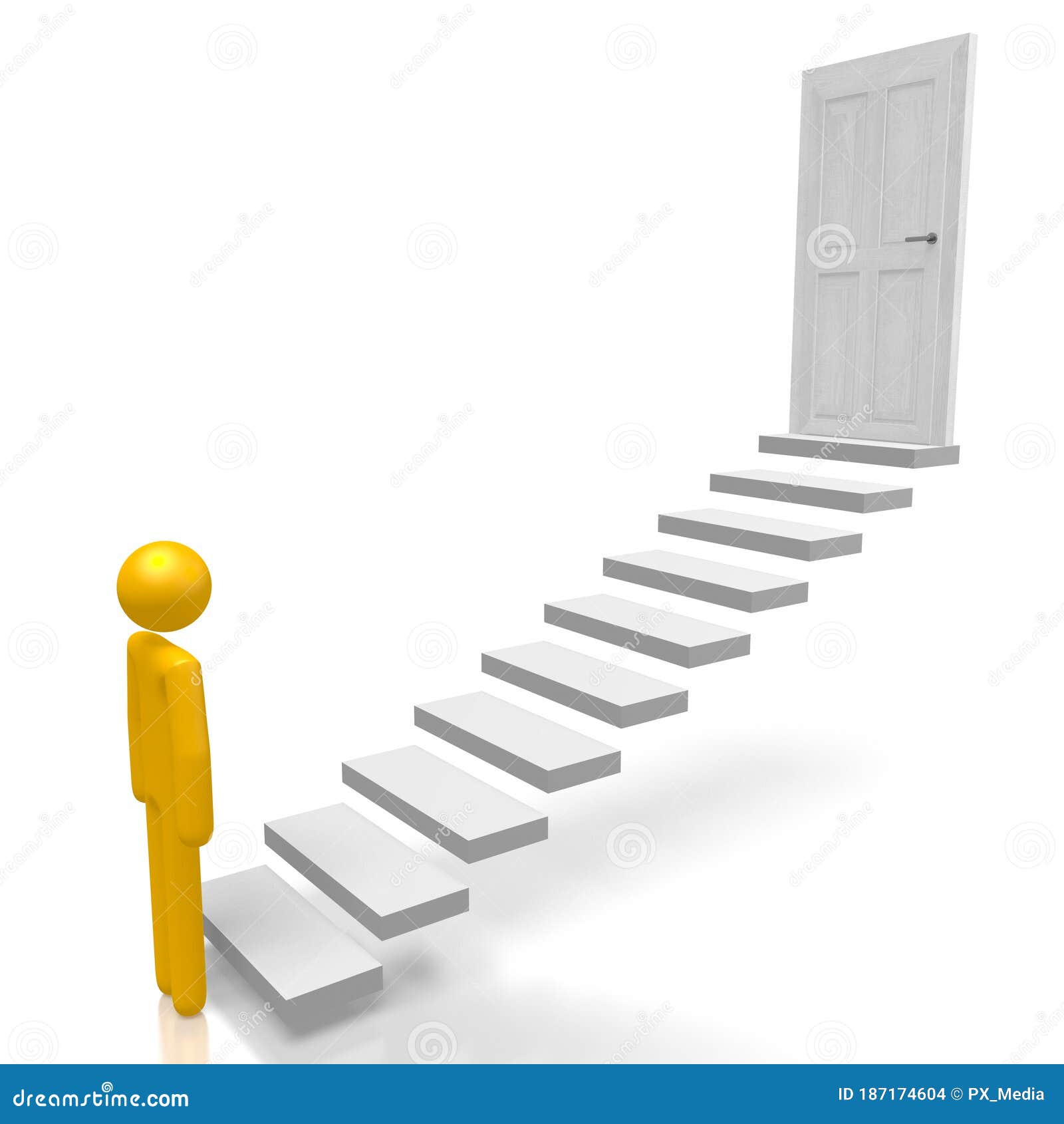 3D Cartoon Character, Steps, Door Stock Illustration - Illustration of ...