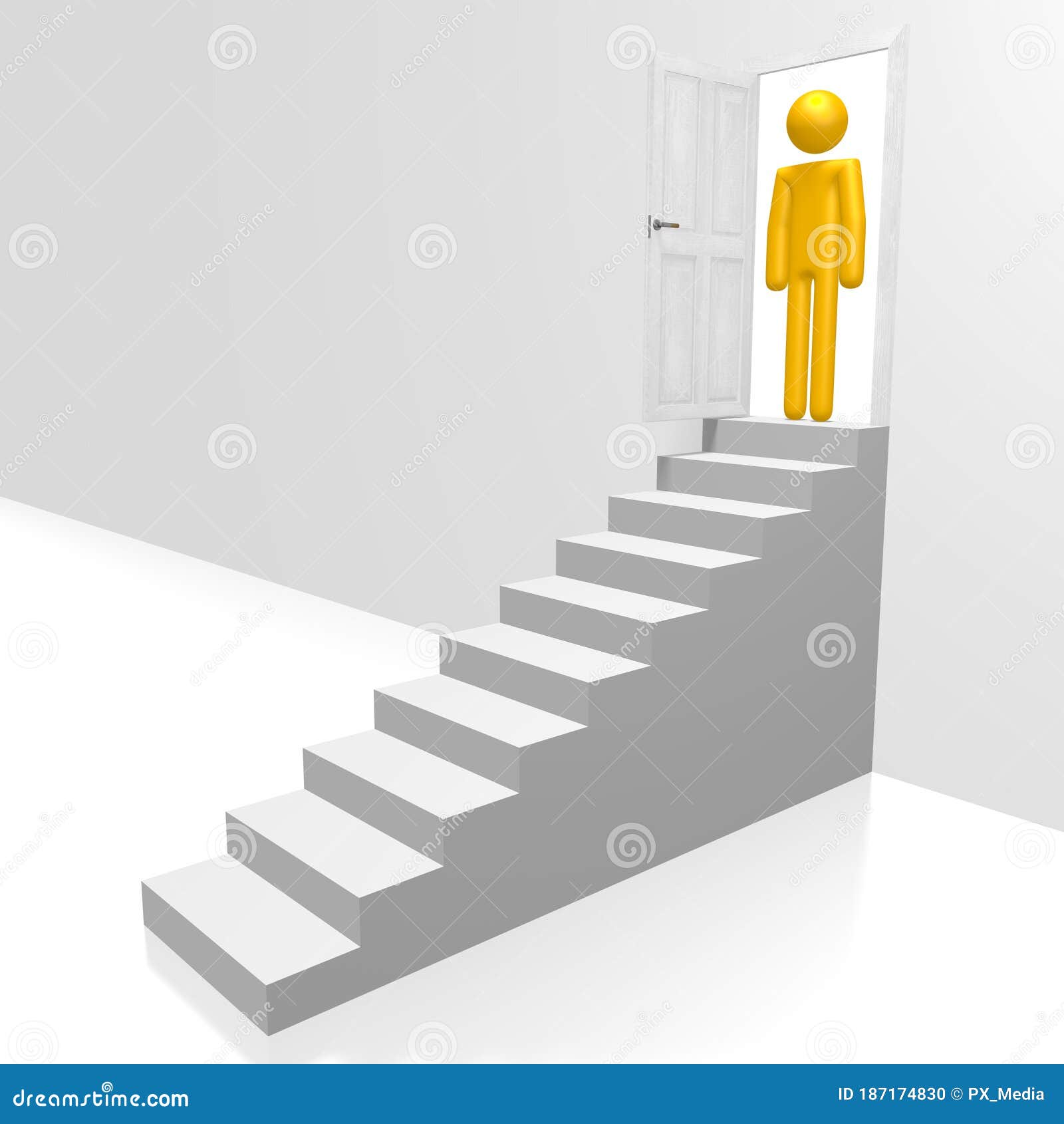 3D Cartoon Character, Steps, Door Stock Illustration - Illustration of ...