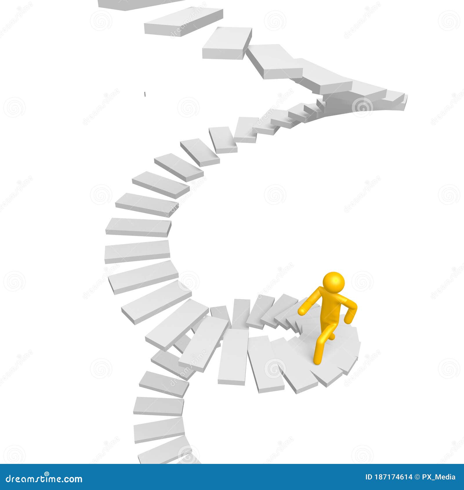 3D Cartoon Character Walking Up the Steps Stock Illustration ...