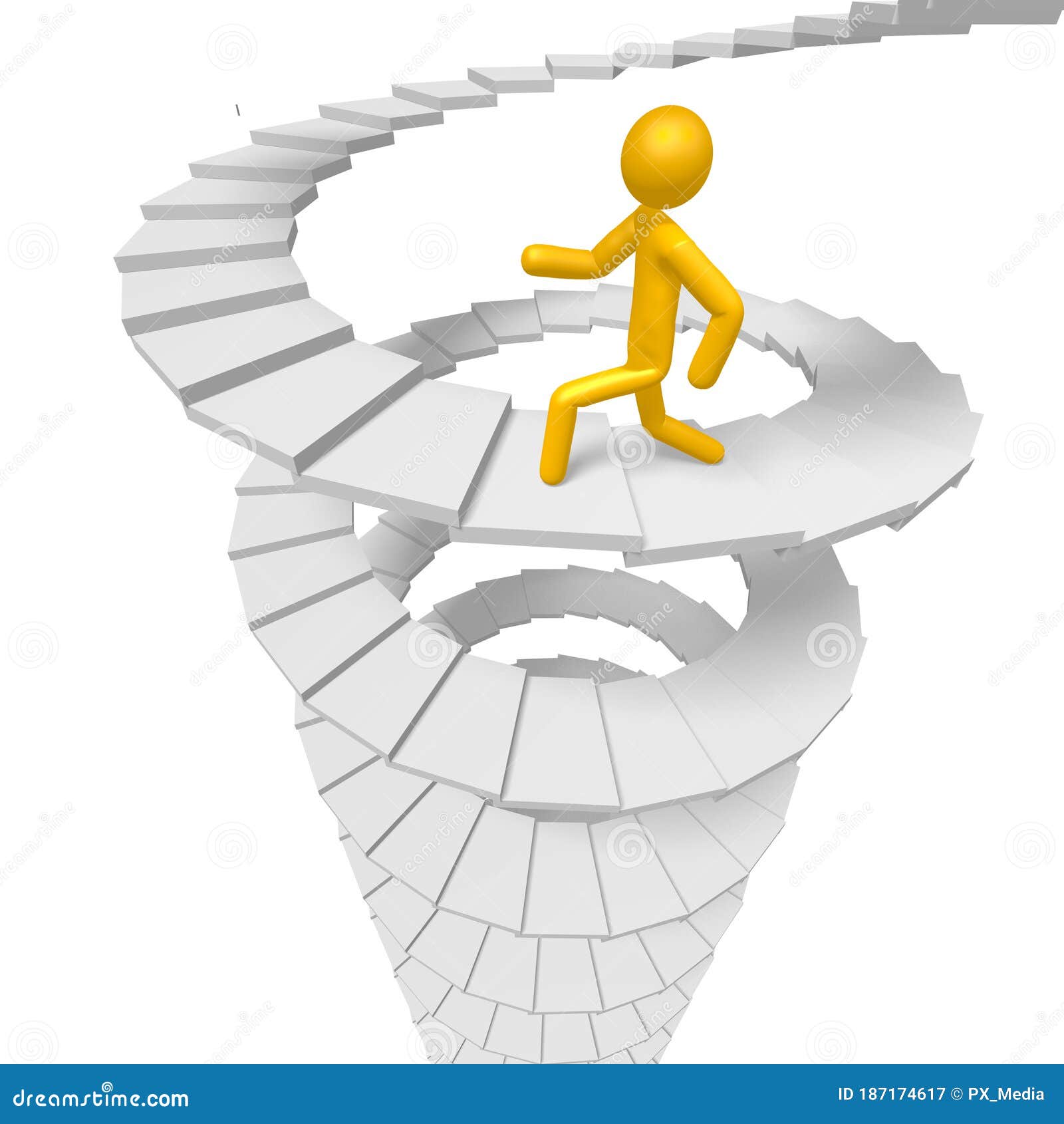 3D Cartoon Character Walking Up the Steps Stock Illustration ...