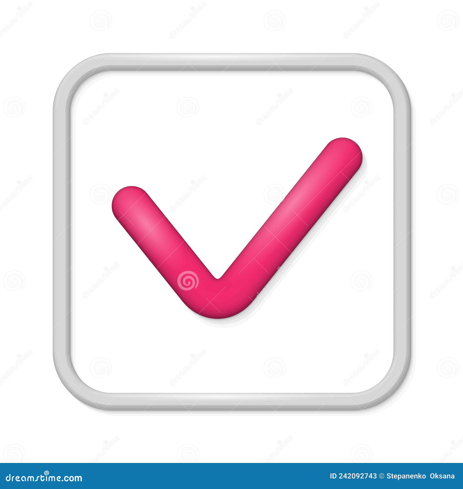 3D Cartoon Check Icon. Approved Test Correct Right Element Concept ...