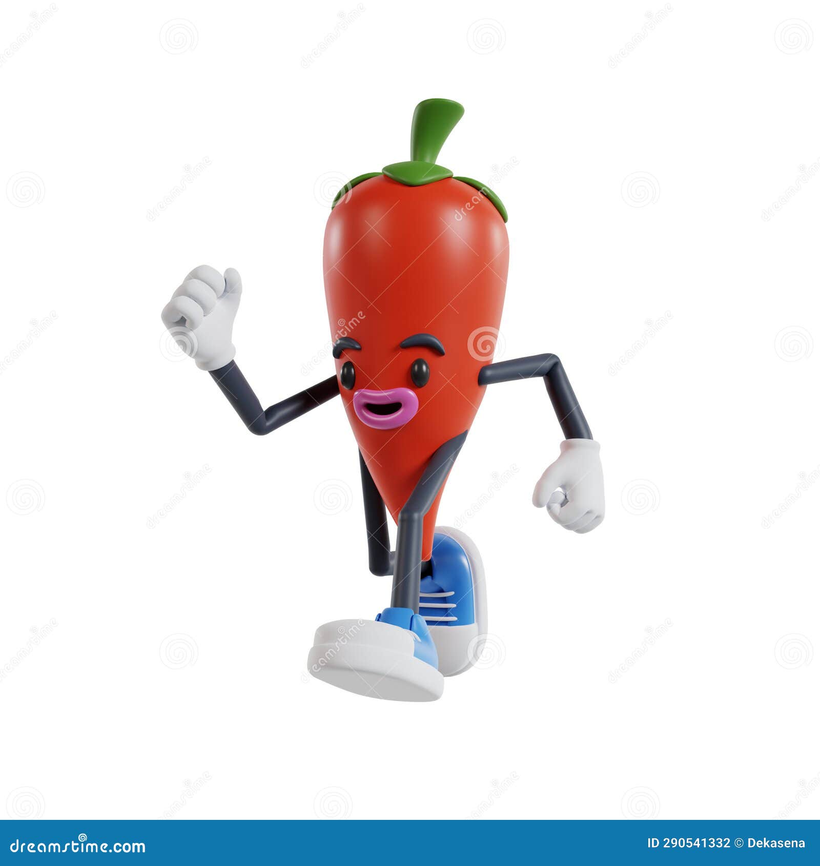 3d Cartoon Chili Character Running Fast Stock Illustration ...