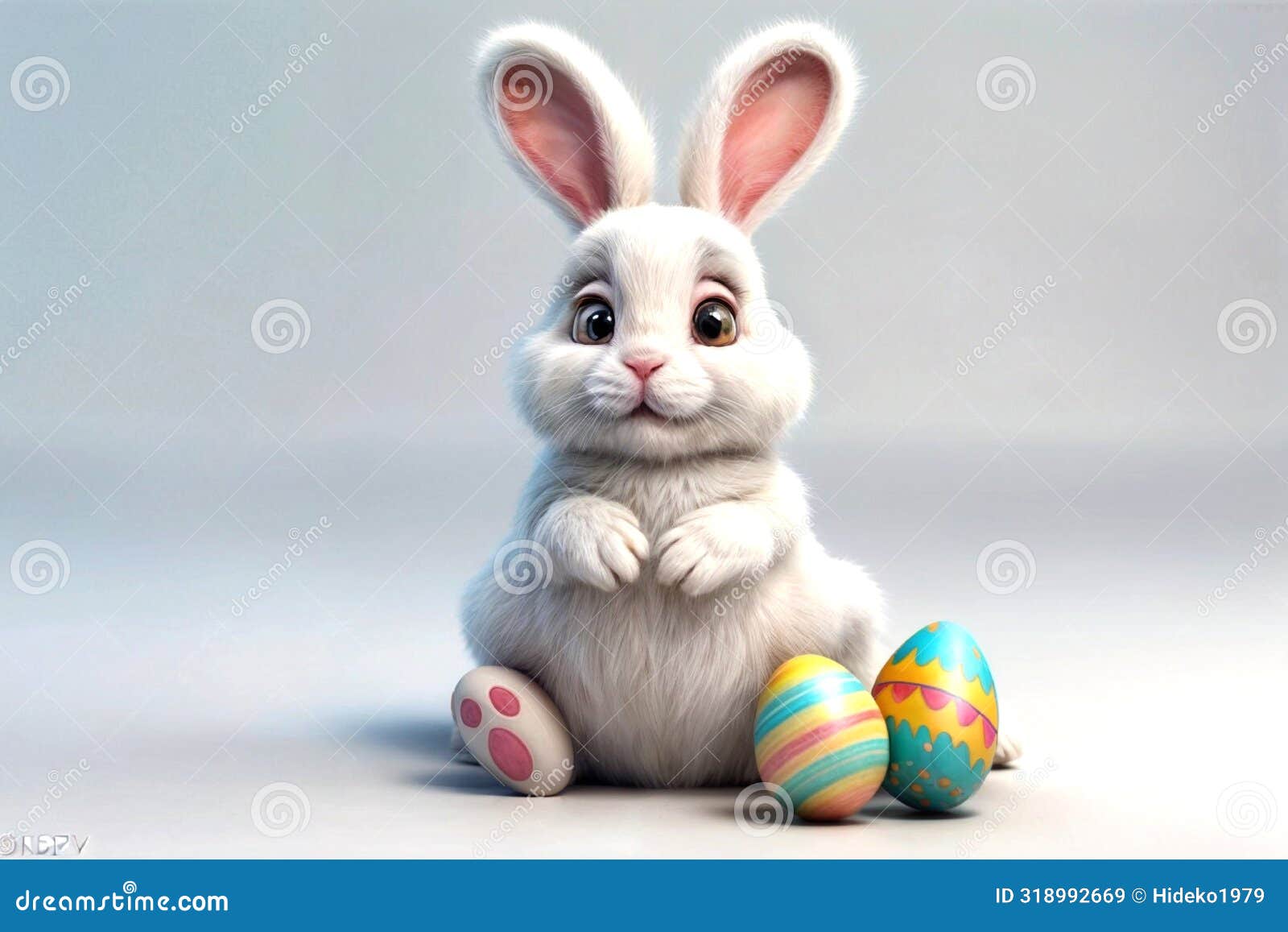 3d Cartoon Cute Easter Bunny in a White Background Adorable Rabbit ...
