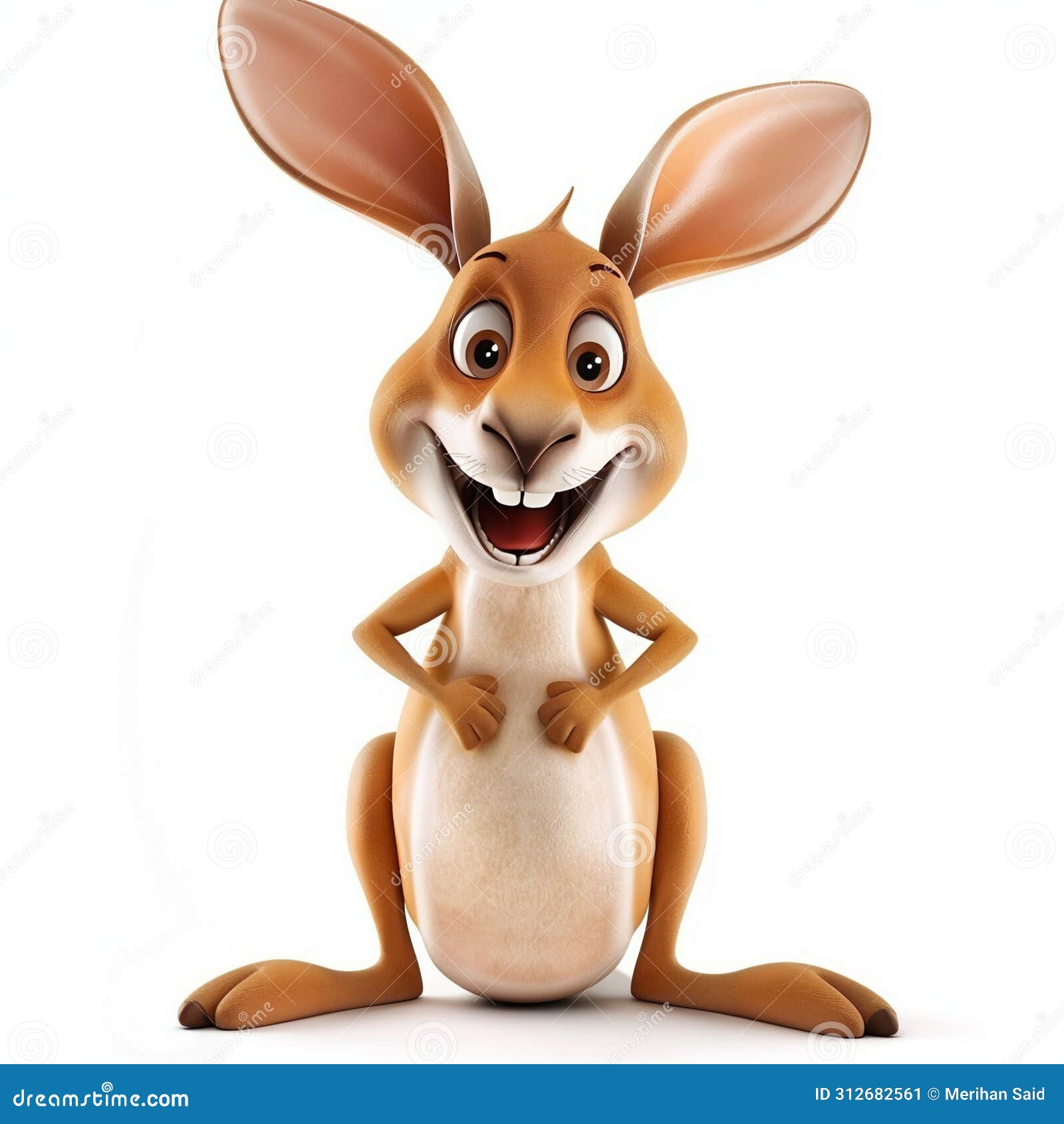 3d Cartoon of Cute Kangaroo Smiling Excitedly, AI Generative. Stock ...