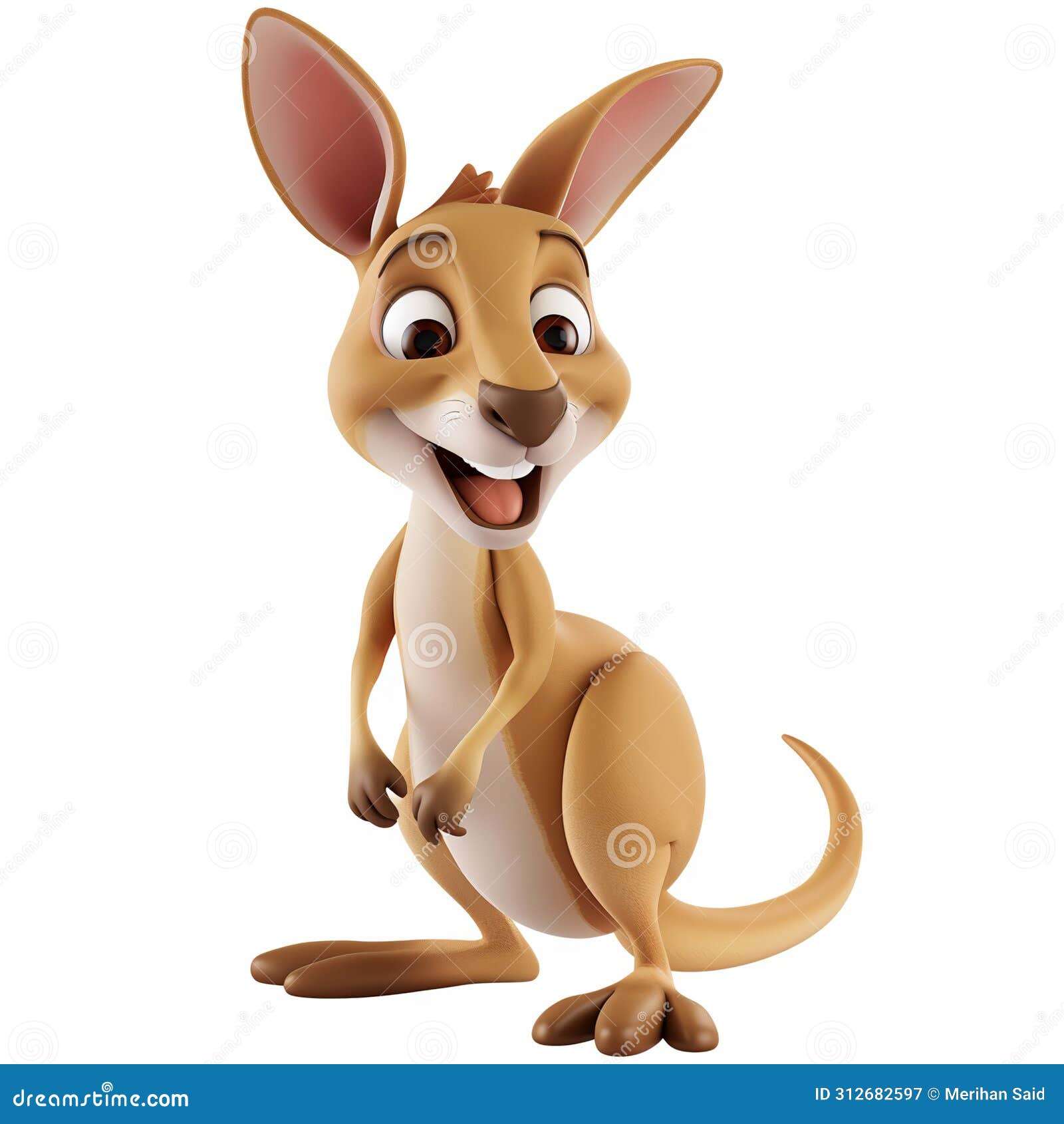 3d Cartoon of Cute Kangaroo Smiling Excitedly, AI Generative. Stock ...
