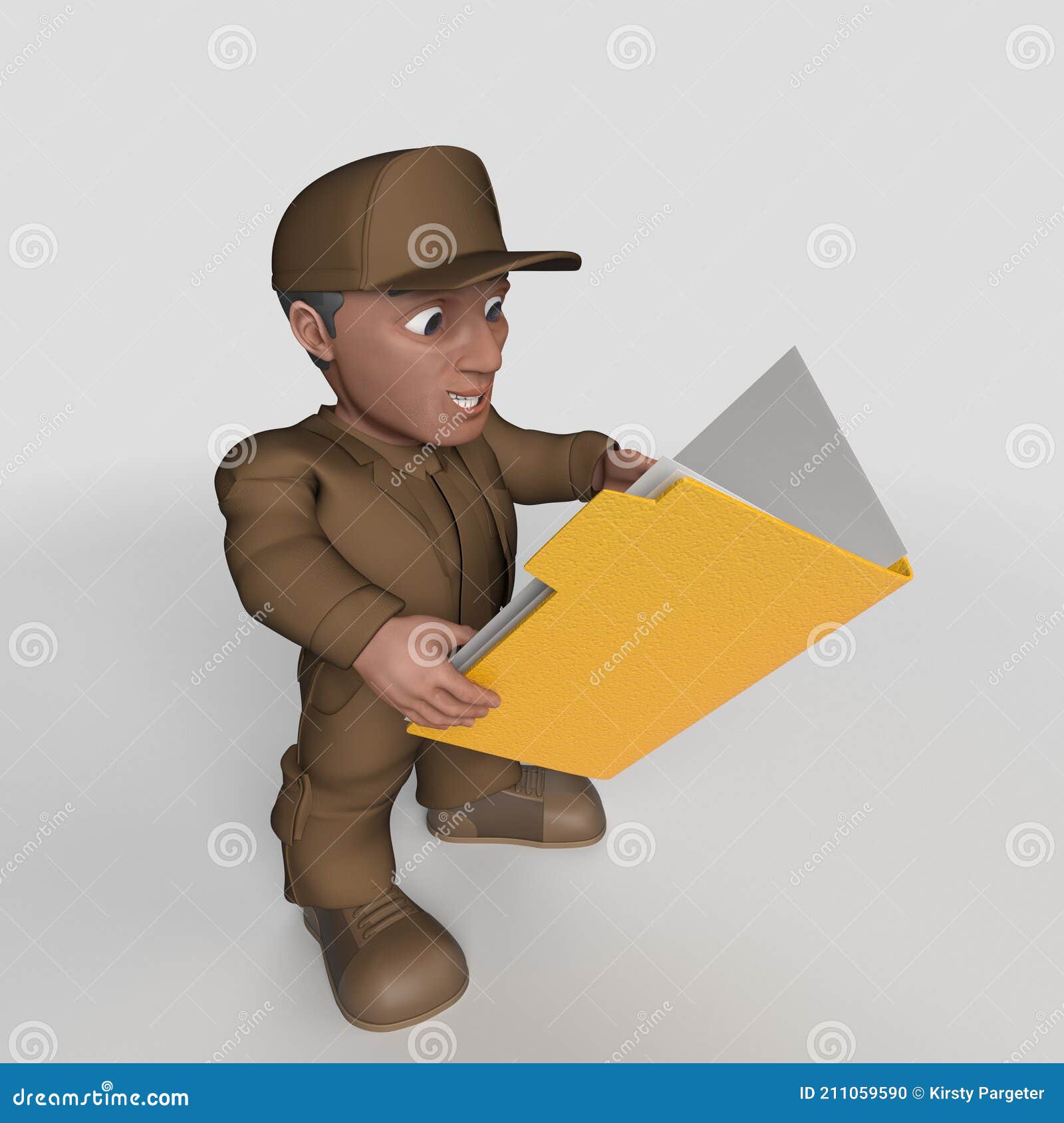 3D Cartoon Delivery Driver stock illustration. Illustration of freight ...