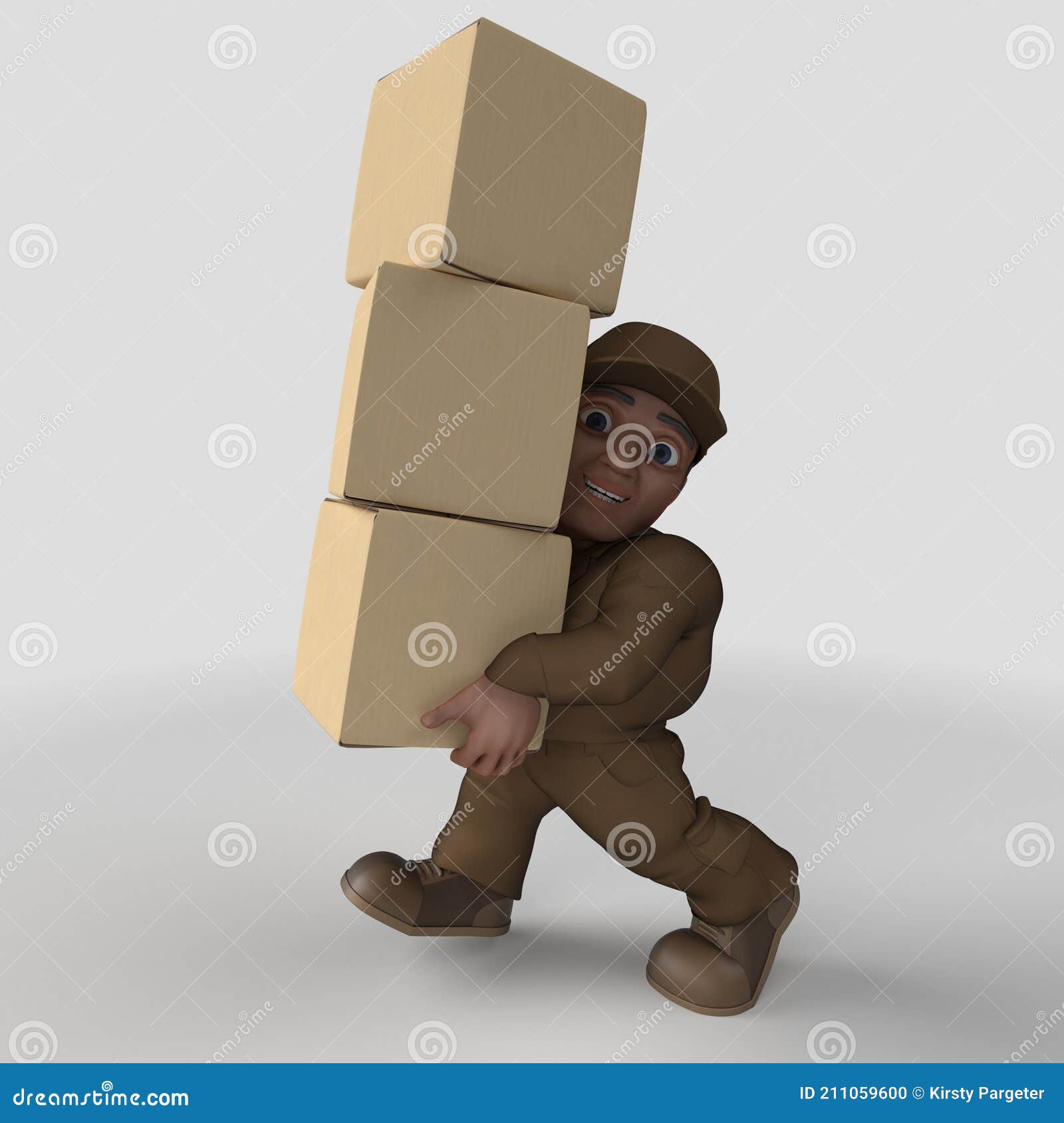 3D Cartoon Delivery Driver stock illustration. Illustration of freight ...