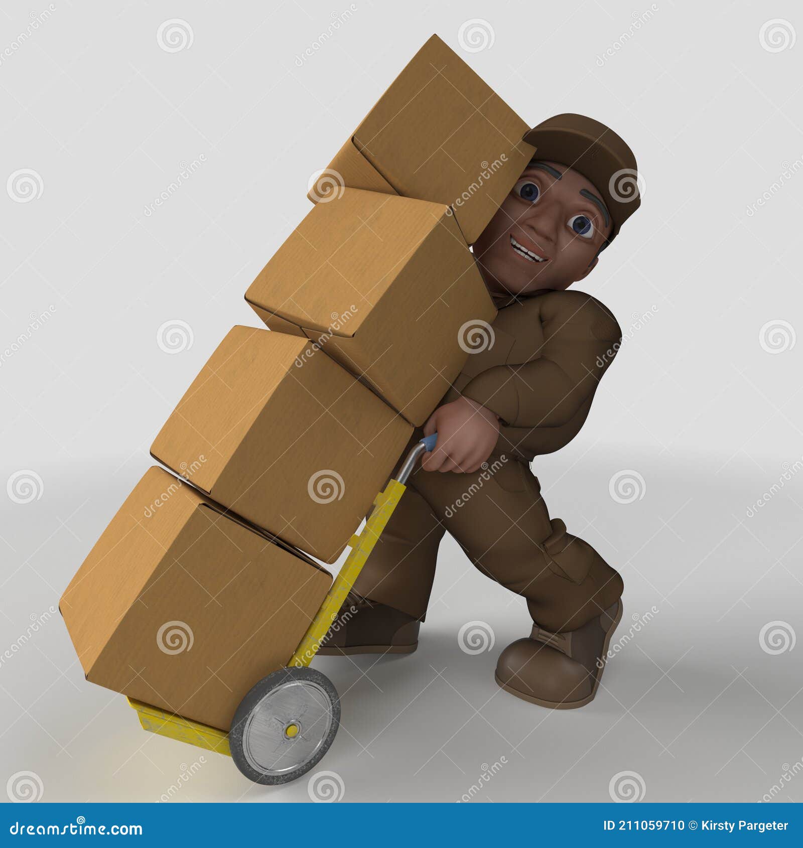 3D Cartoon Delivery Driver stock illustration. Illustration of ship ...