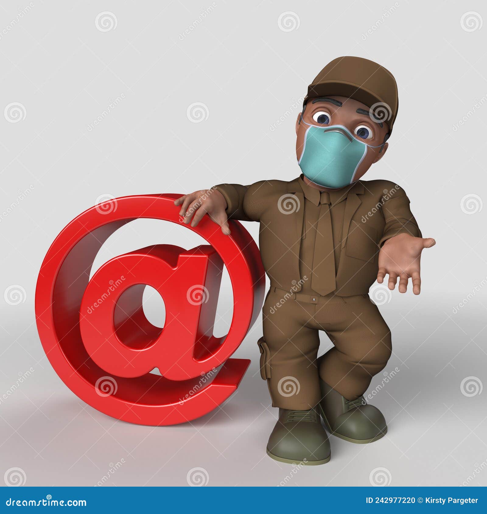 3D Cartoon Delivery Driver stock illustration. Illustration of facemask ...