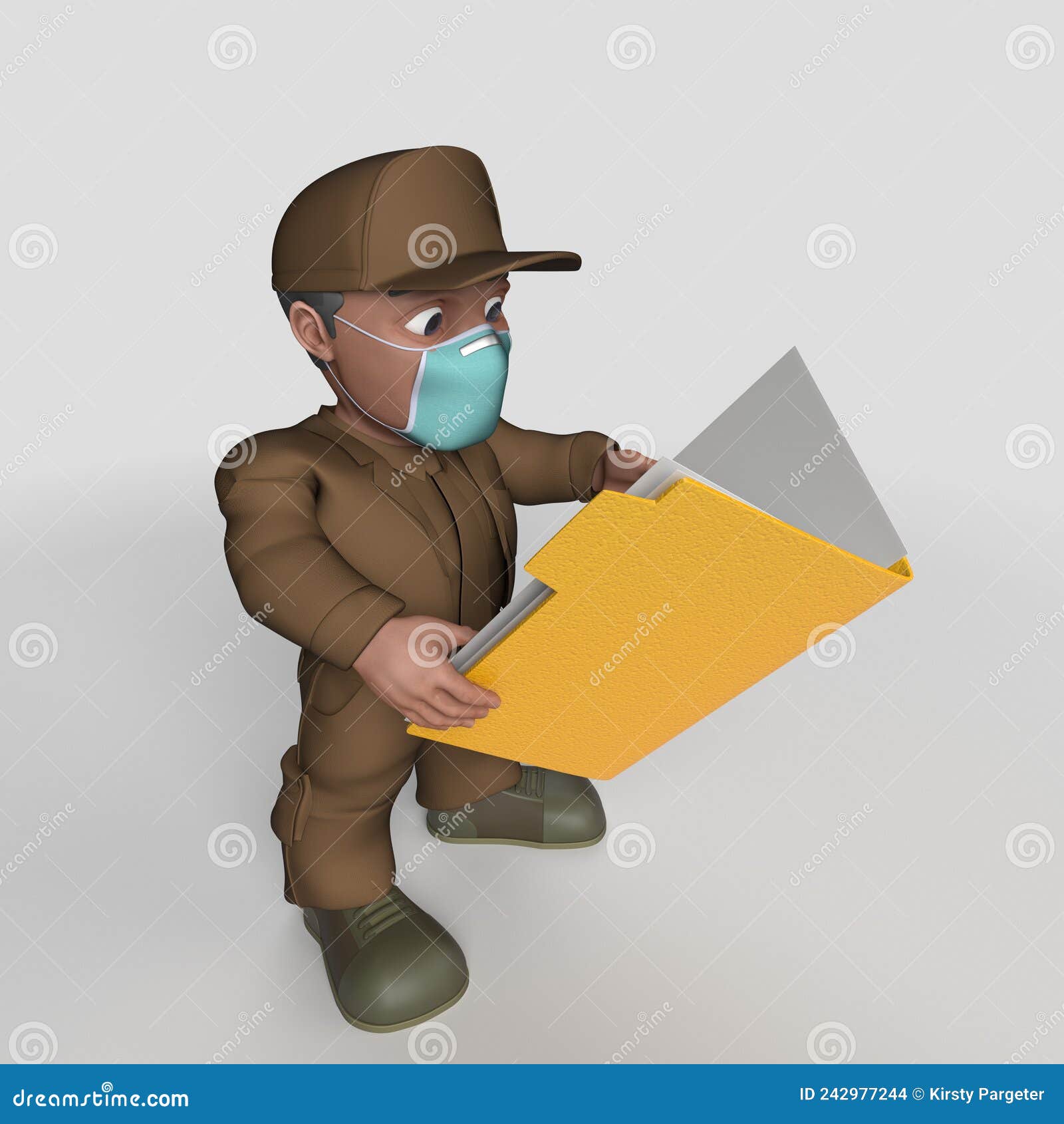 3D Cartoon Delivery Driver stock illustration. Illustration of deliver ...