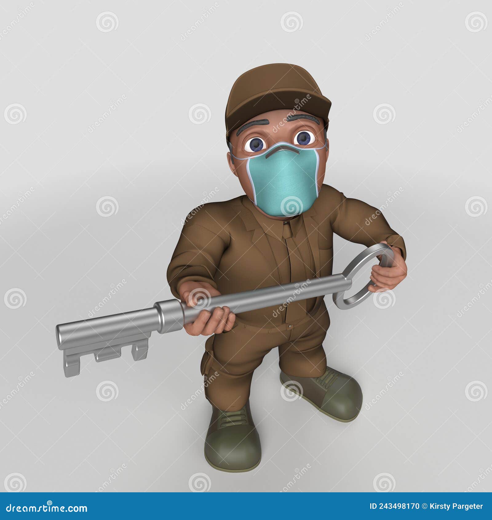 3D Cartoon Delivery Driver stock illustration. Illustration of order ...
